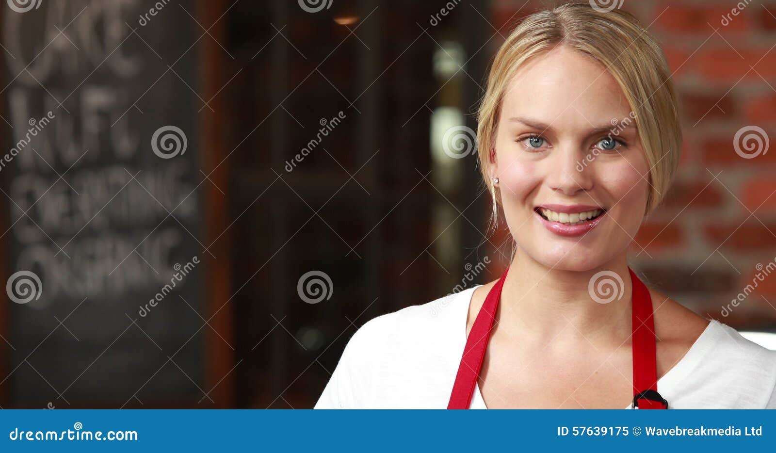Smiling Waitress Winking at the Camera Stock Video - Video of happy ...