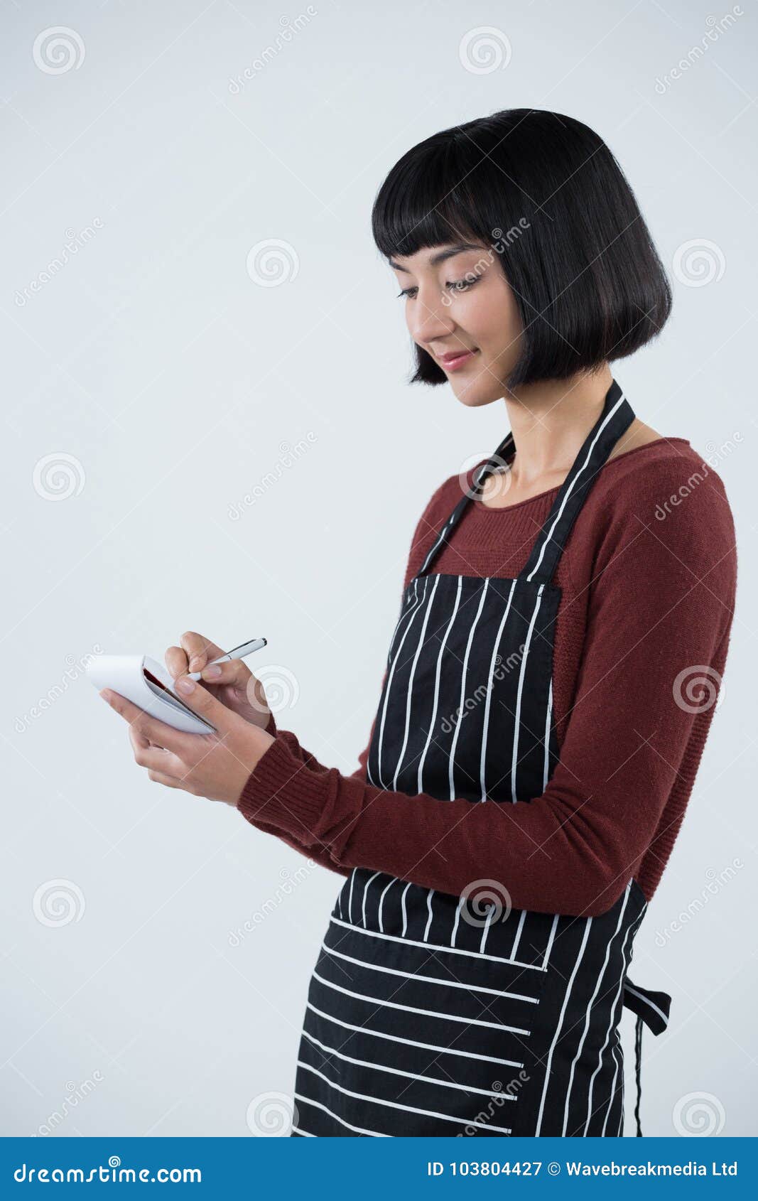 Smiling Waitress Writing Order on Notepad Stock Image - Image of pretty ...
