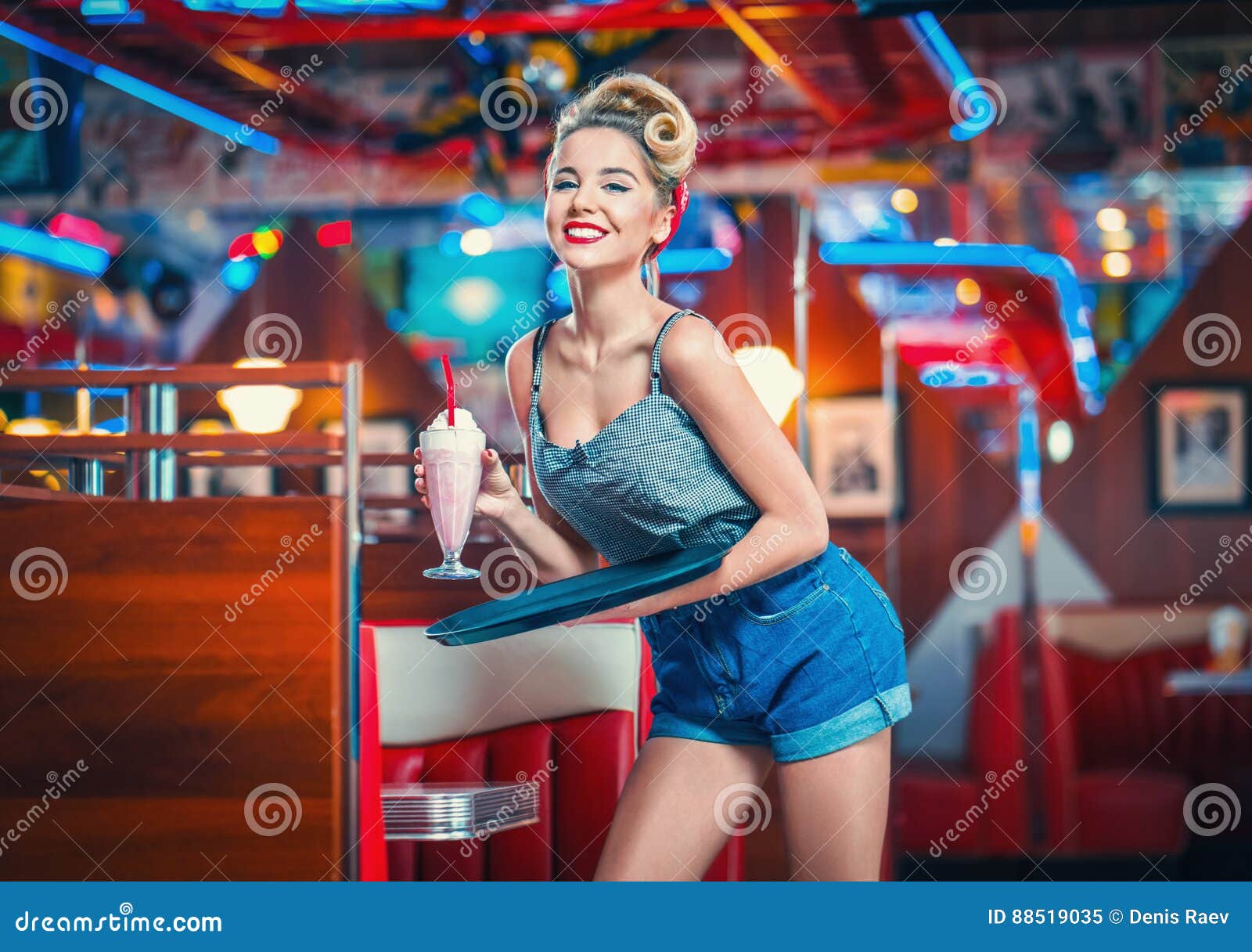 Smiling waitress stock image. Image of beautiful, beauty - 88519035
