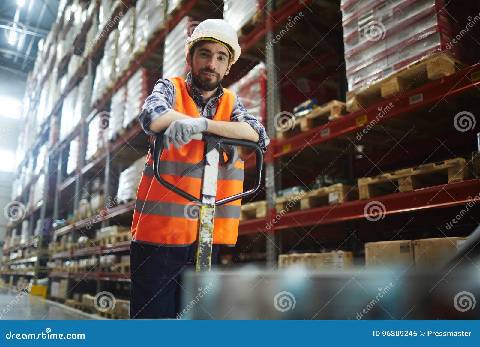Smiling Warehouse Loader stock image. Image of camera - 96809245
