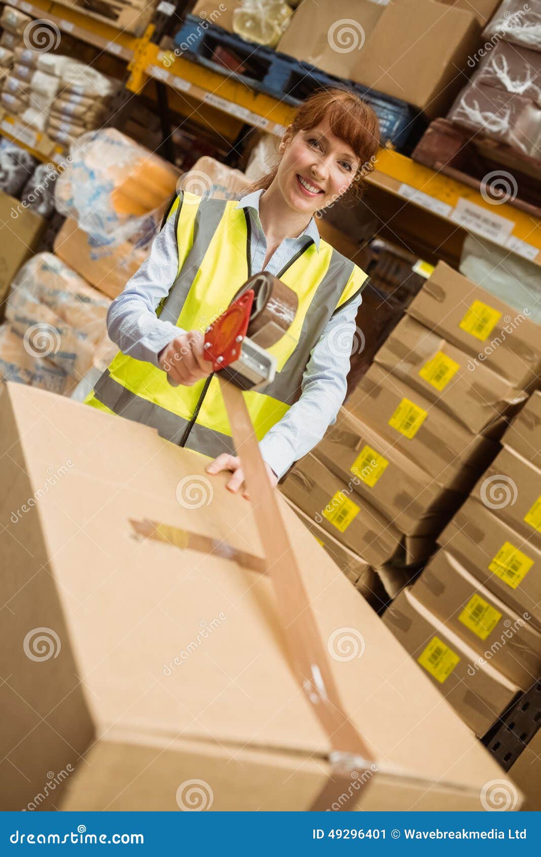 Smiling Warehouse Workers Preparing a Shipment Stock Image - Image of ...