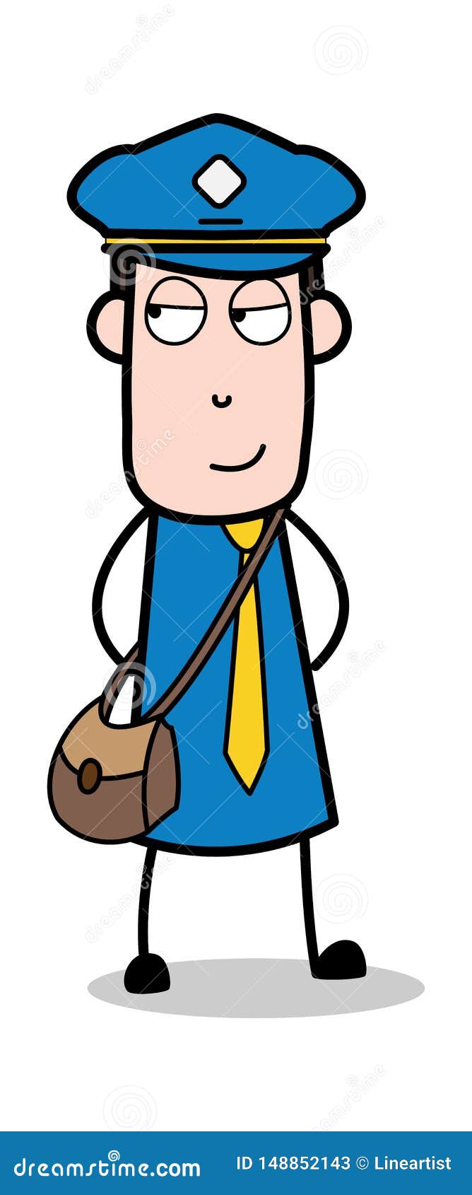 Smiling and Watching - Postman Cartoon Courier Guy Vector Illustration ...