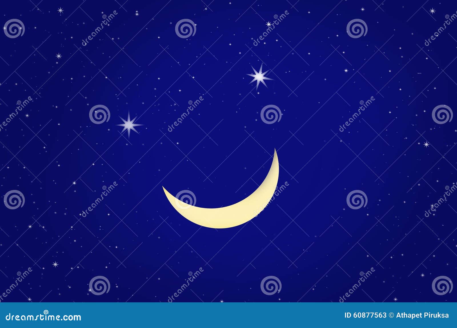 Smiling Waxing Moon with Stars Stock Illustration - Illustration of ...