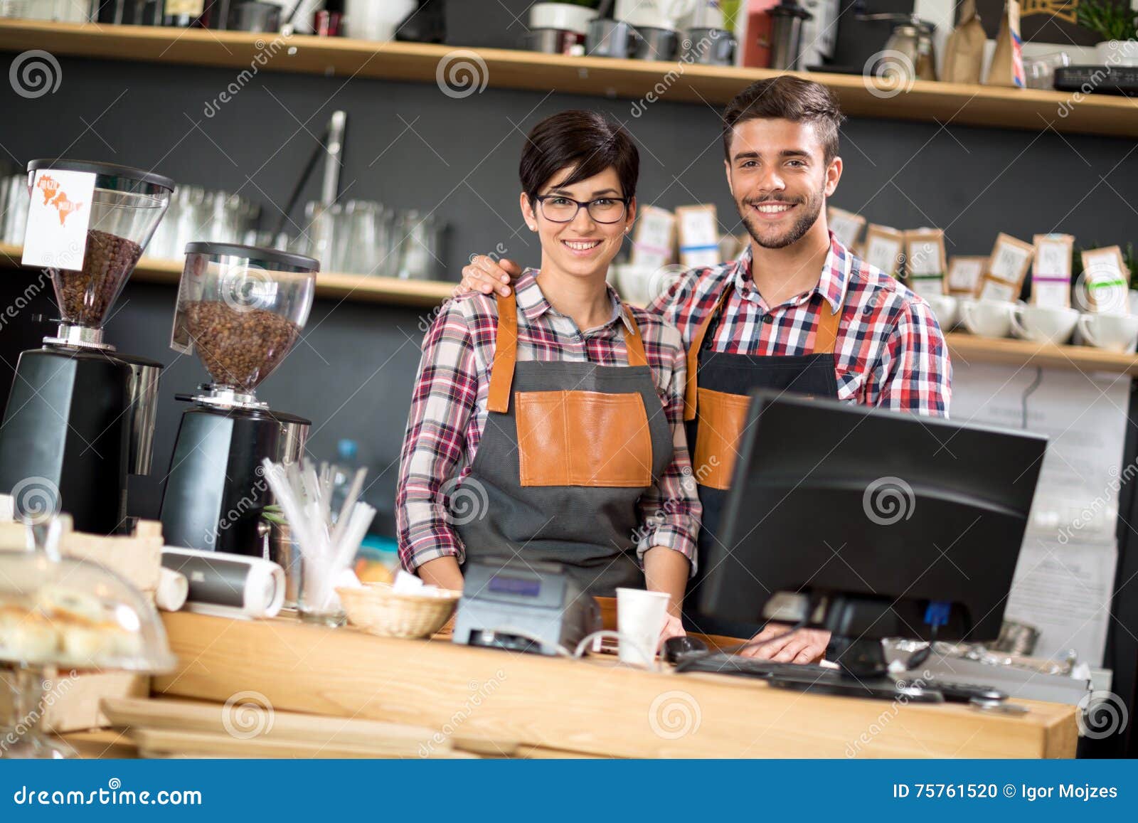 Smiling Welcome Guests Owners Stock Photo - Image of guests, employed ...