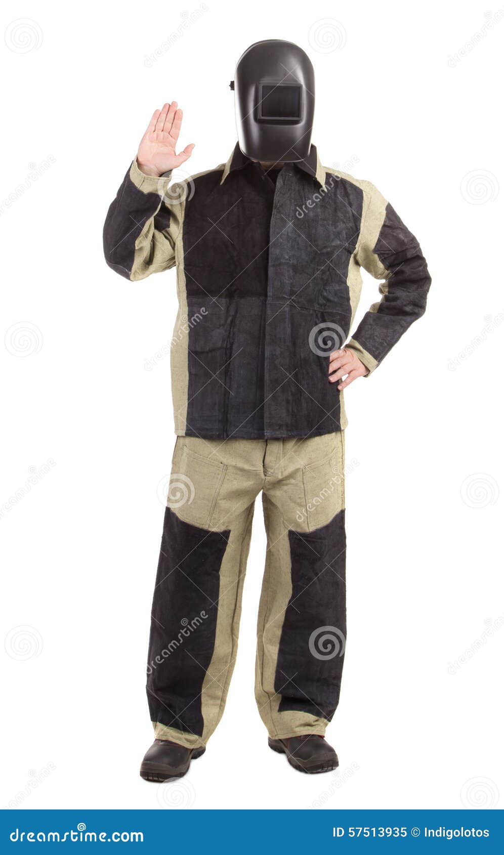 Smiling welder in mask. stock image. Image of construction - 57513935