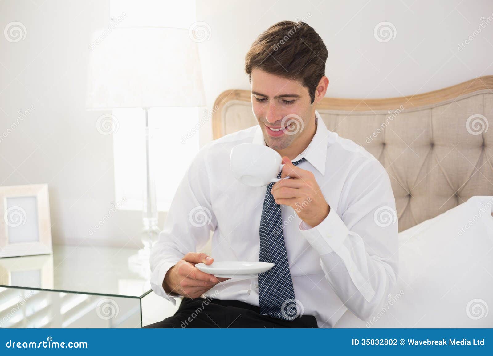 Smiling Well Dressed Man Drinking Tea in Bed Stock Photo - Image of ... Smiling Well Dressed Man Drinking Tea in Bed Stock Photo - Image of ...