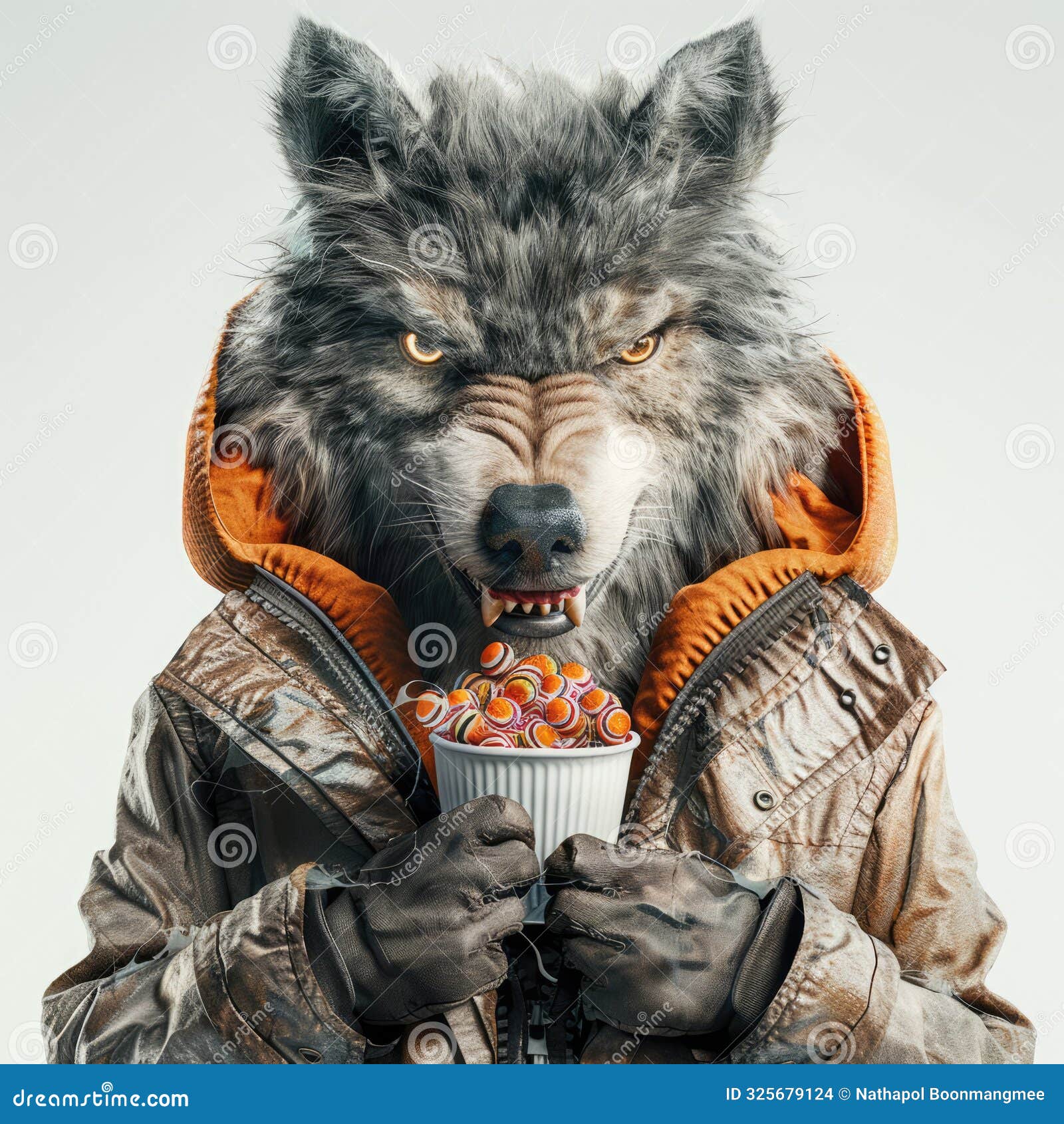 Smiling Werewolf with Candy in Hand, Generative Ai Stock Illustration ...