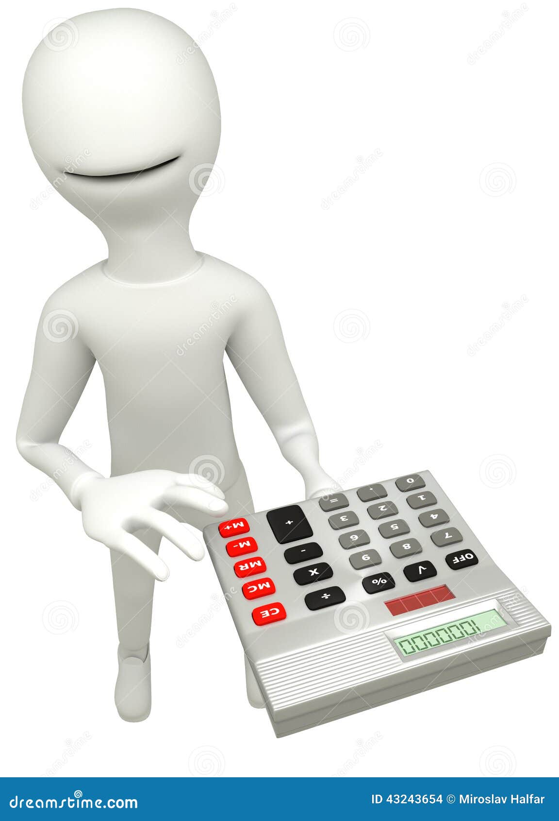 Smiling White Man with Calculator Stock Illustration - Illustration of ...