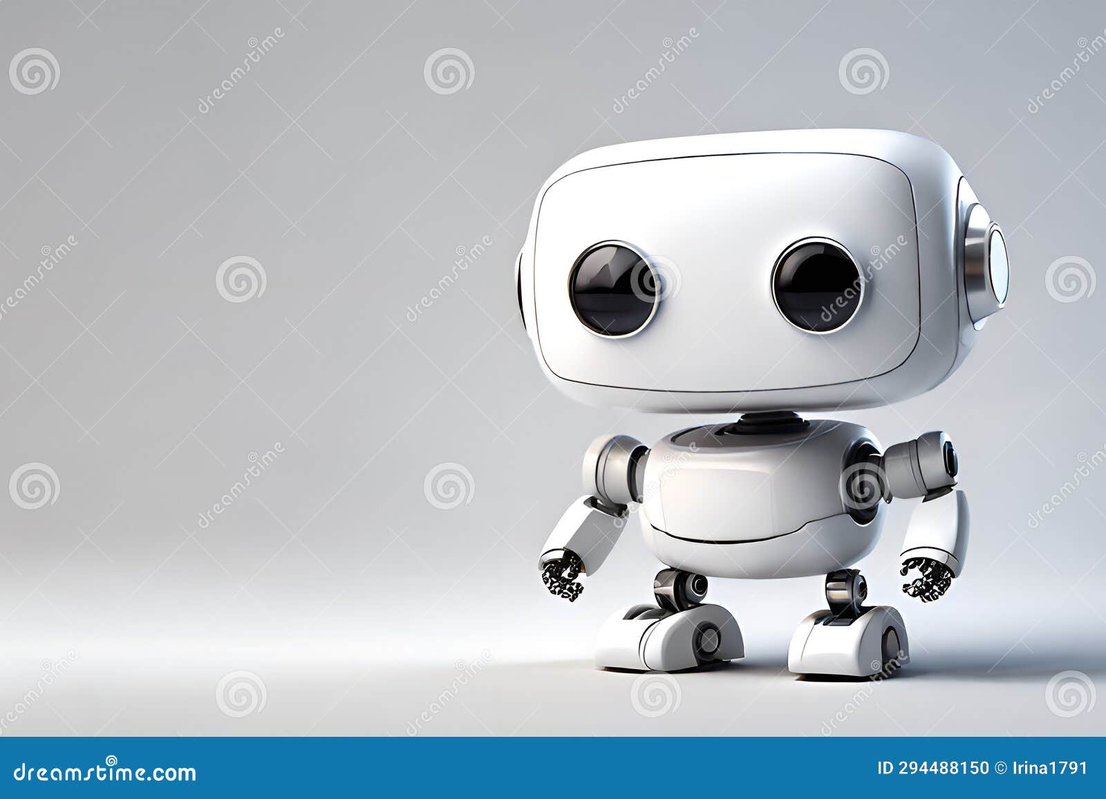 Smiling White Robots with Black Eyes Stock Illustration - Illustration ...