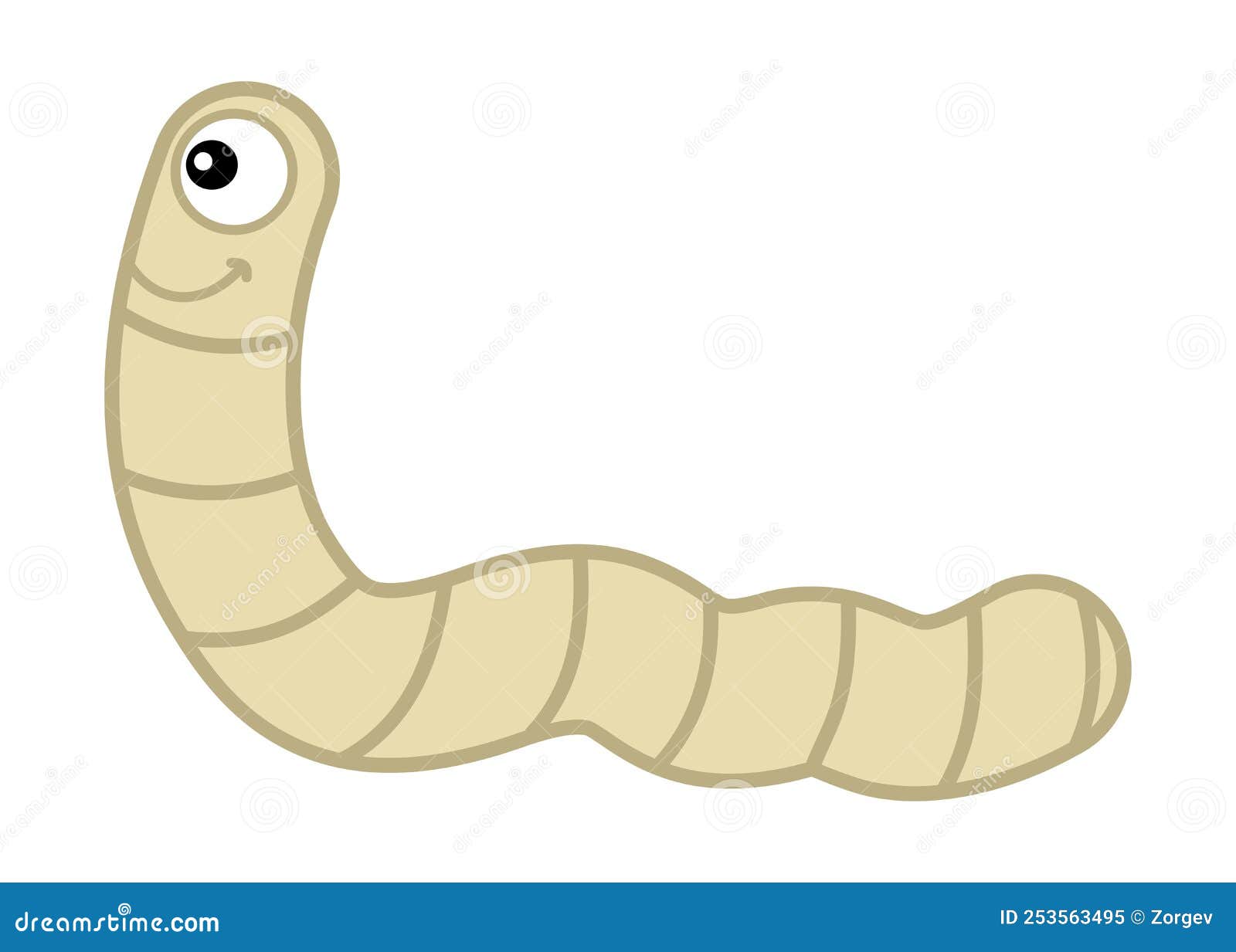 A Smiling White Worm in Profile on a White Background - Vector Stock ...