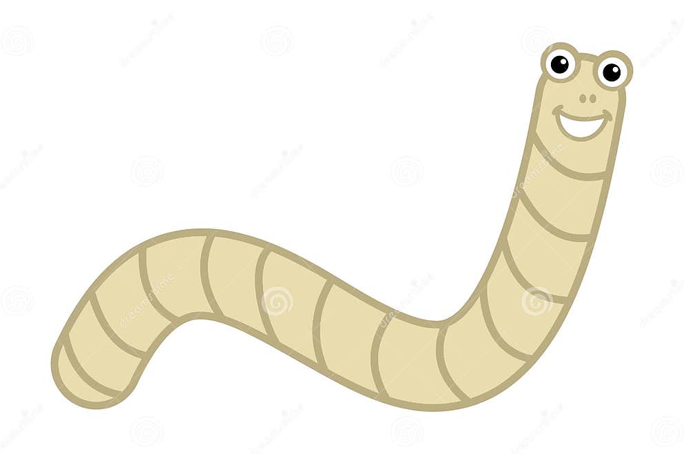 A Smiling White Worm in Profile on a White Background - Vector Stock ...