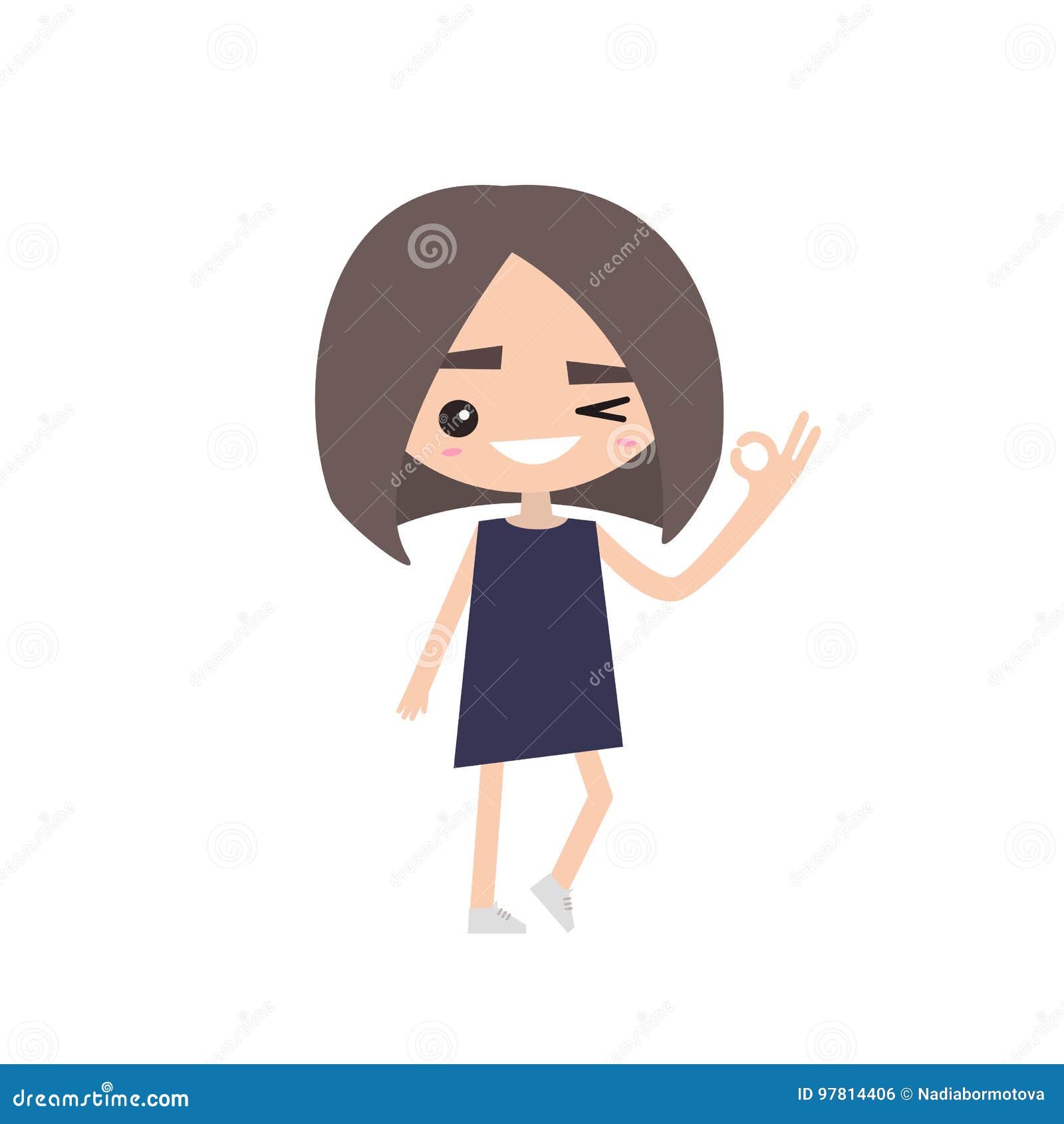 Winking Girl. Cartoon Comic Vector Illustration In Pop Art Retro Style ...