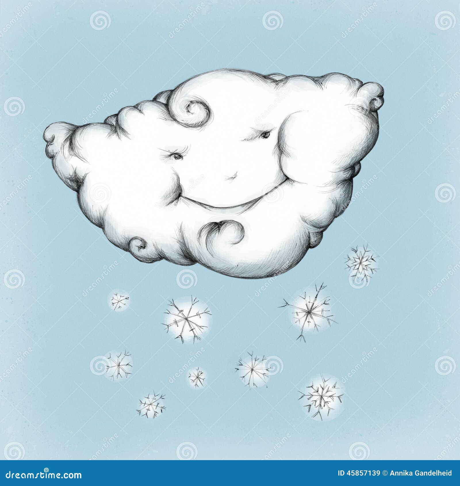 Smiling winter cloud stock illustration. Illustration of fall - 45857139