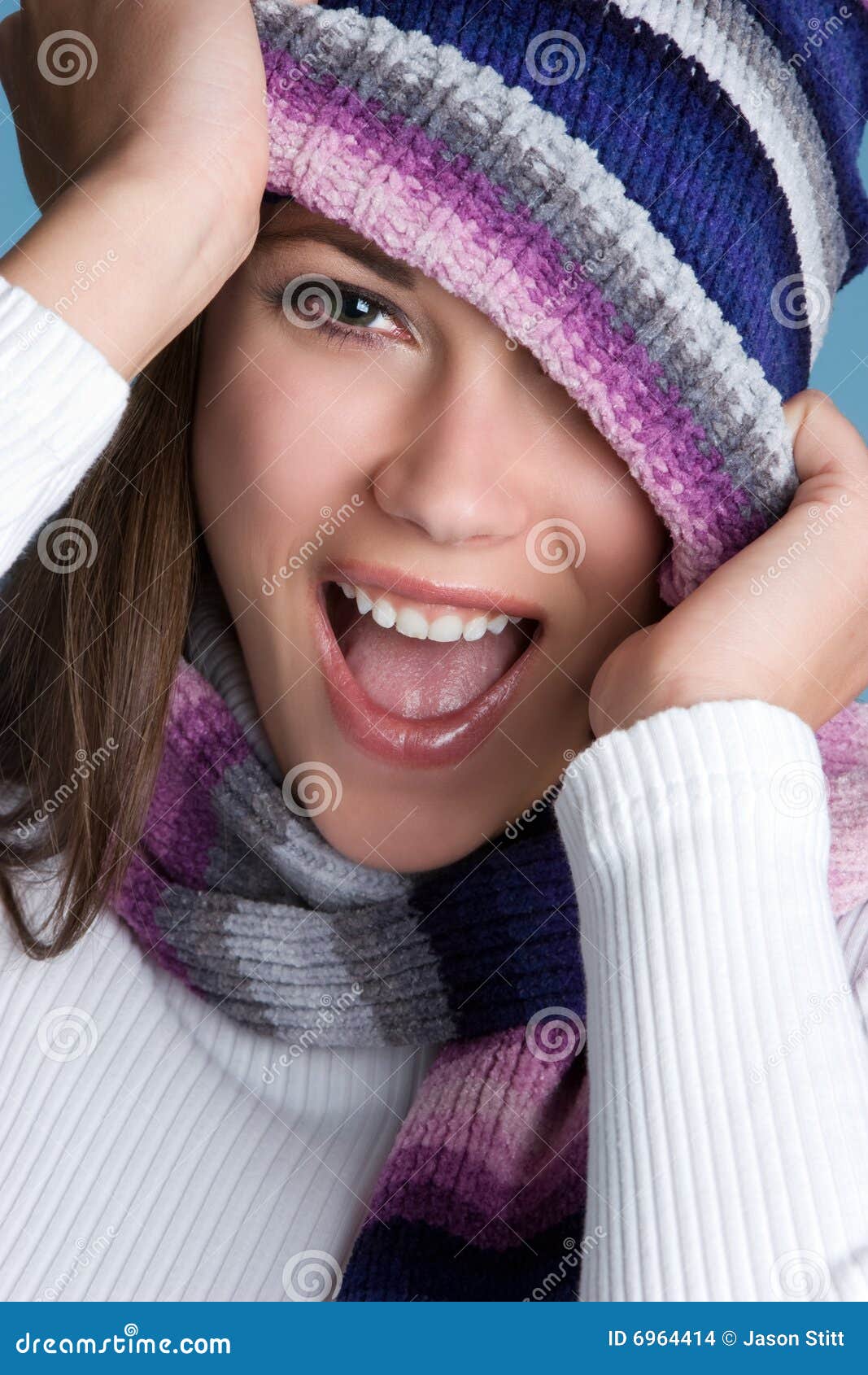 Smiling Winter Girl stock photo. Image of scarf, girl - 6964414