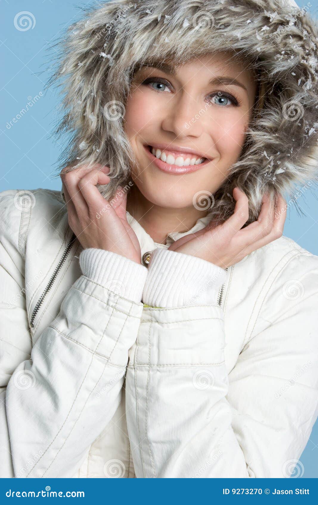 Smiling Winter Girl stock photo. Image of beautiful, hand - 9273270
