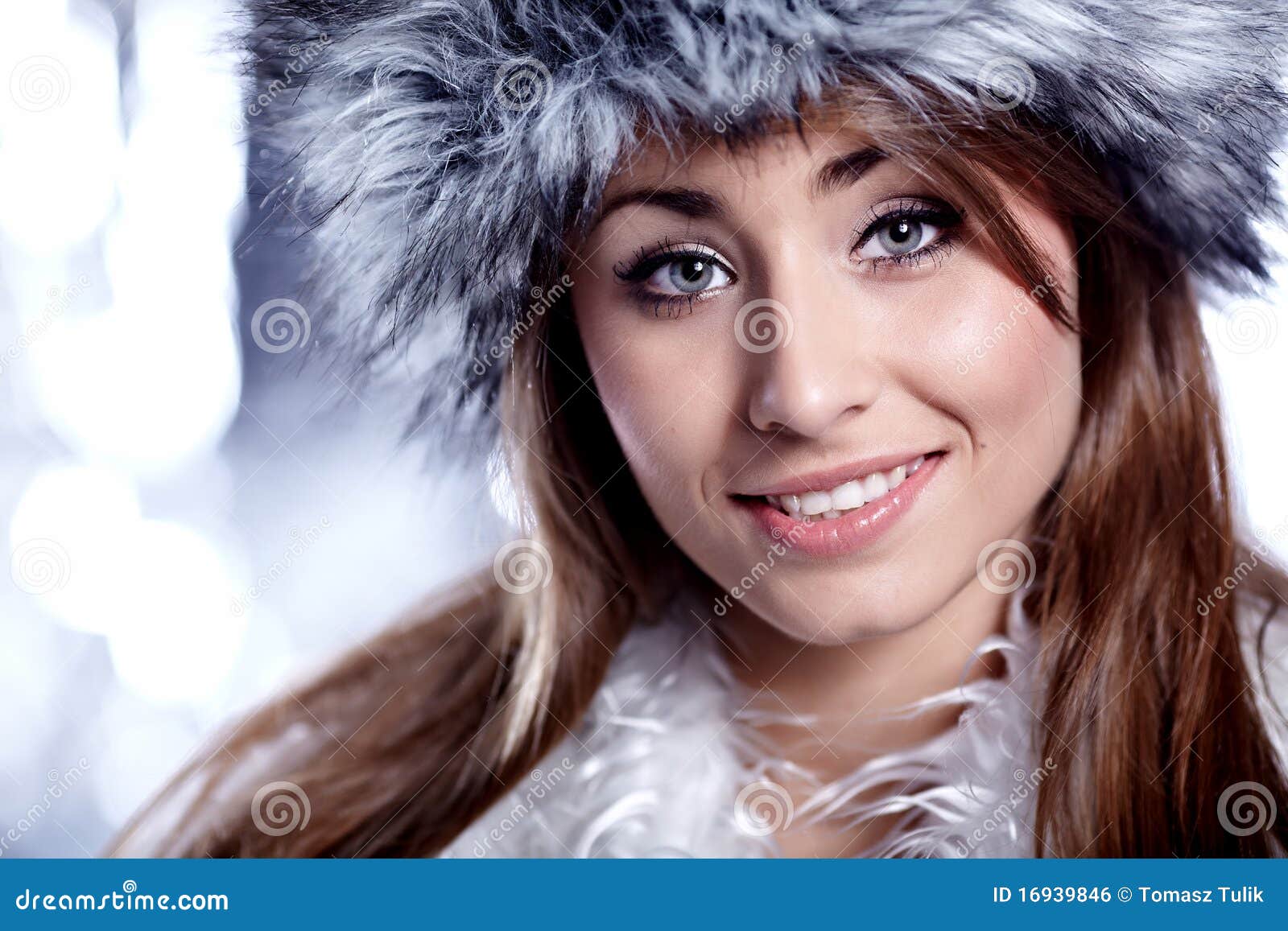 Smiling Winter Woman stock photo. Image of blue, beauty - 16939846