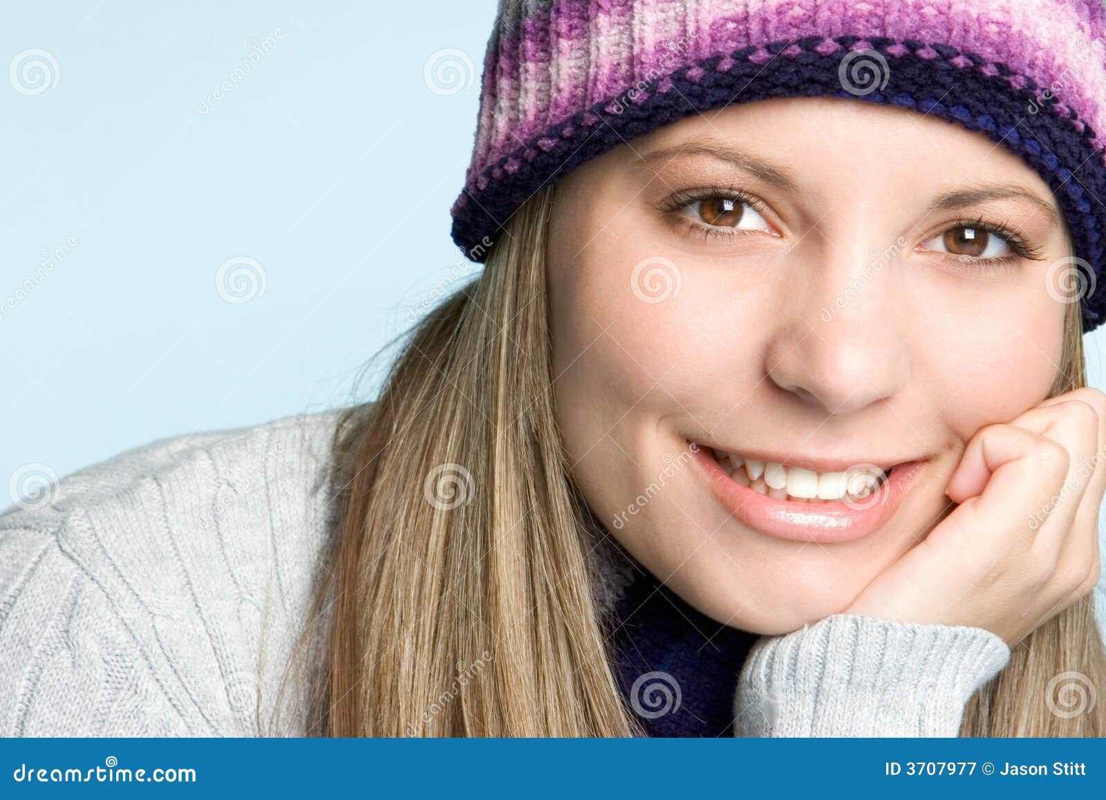 Smiling Winter Woman stock image. Image of winter, hands - 3707977