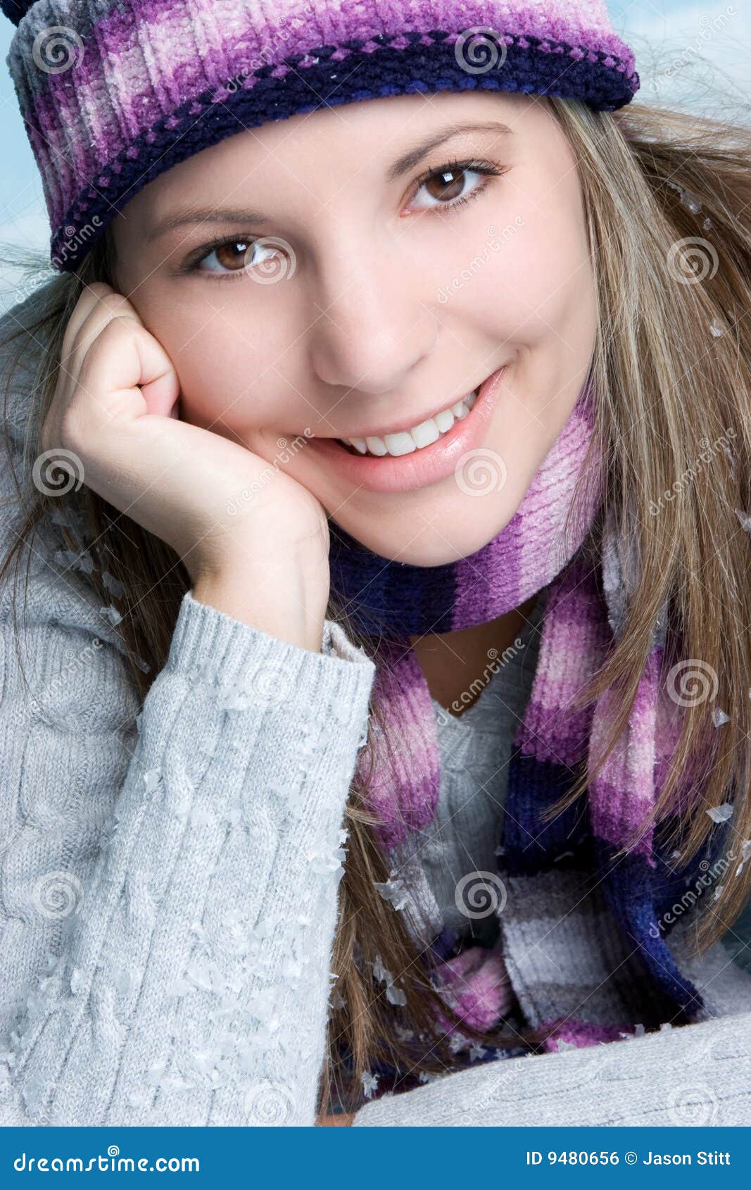 Smiling Winter Woman stock photo. Image of wearing, woman - 9480656