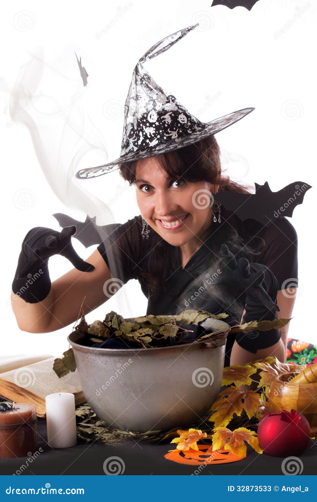 Smiling Witch Making Magic on Halloween Stock Image - Image of fresh ...
