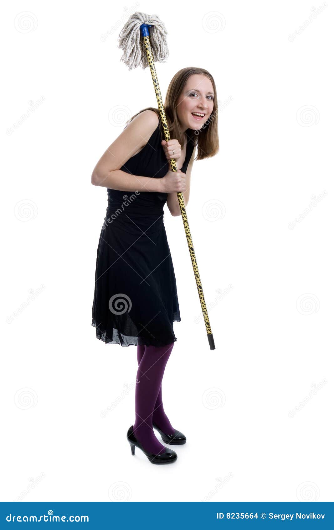 Smiling Witch Managing House Work Stock Photo - Image of cleaner ...