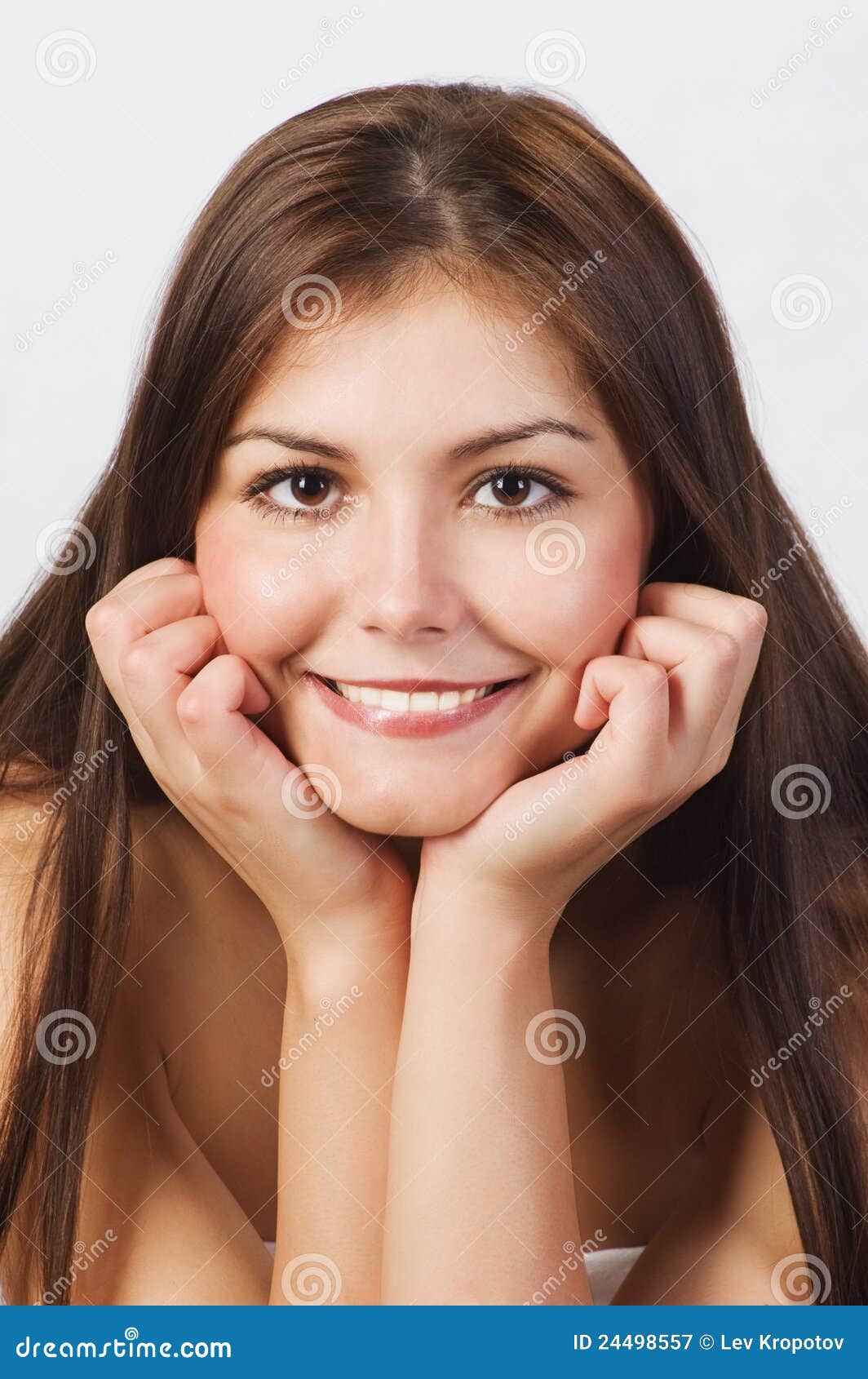 Smiling woman stock image. Image of face, hand, cute - 24498557