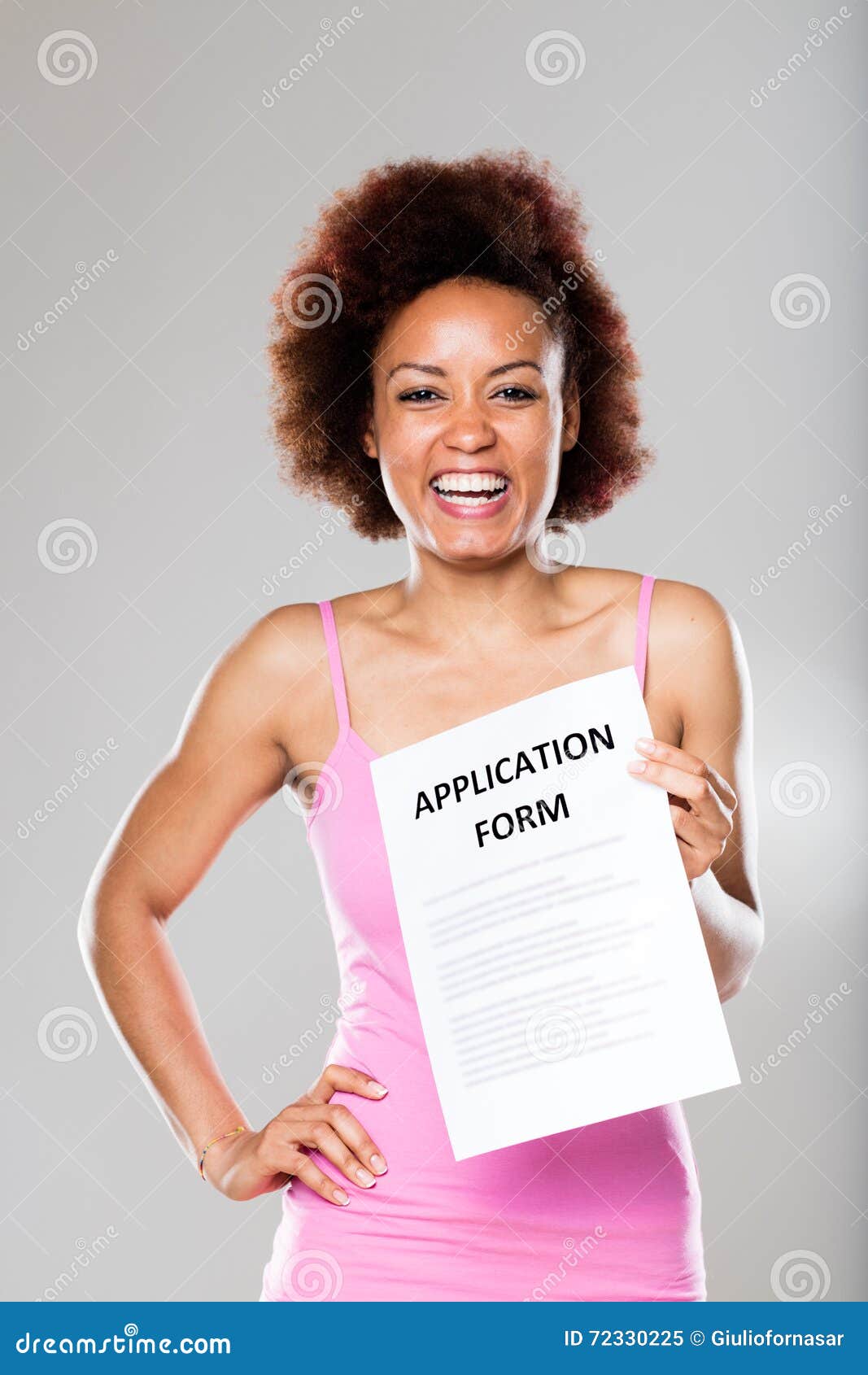 Smiling Woman with an Application Form Stock Image - Image of american ...