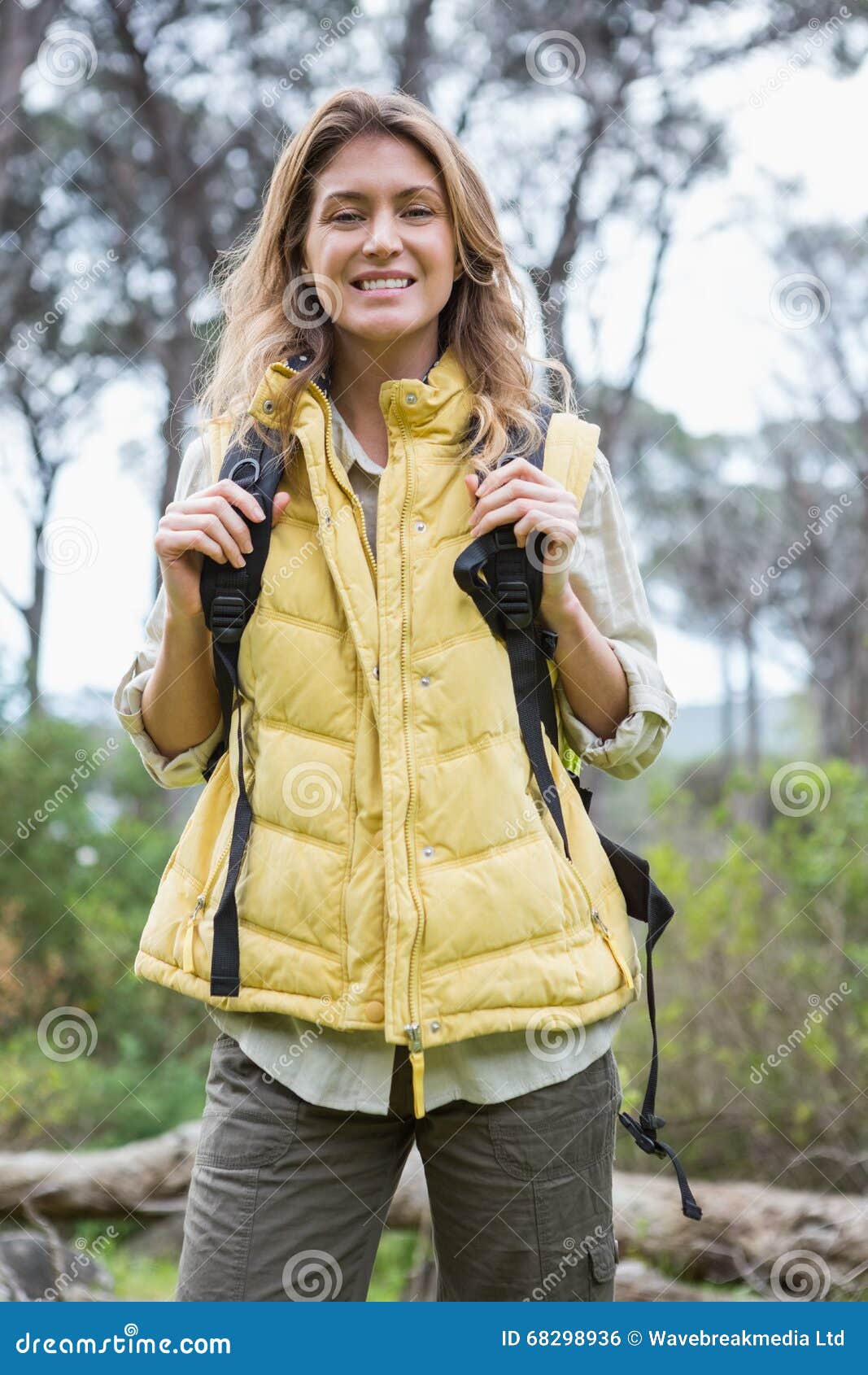 Smiling Woman with Backpack Stock Photo - Image of outdoors, rucksack ...