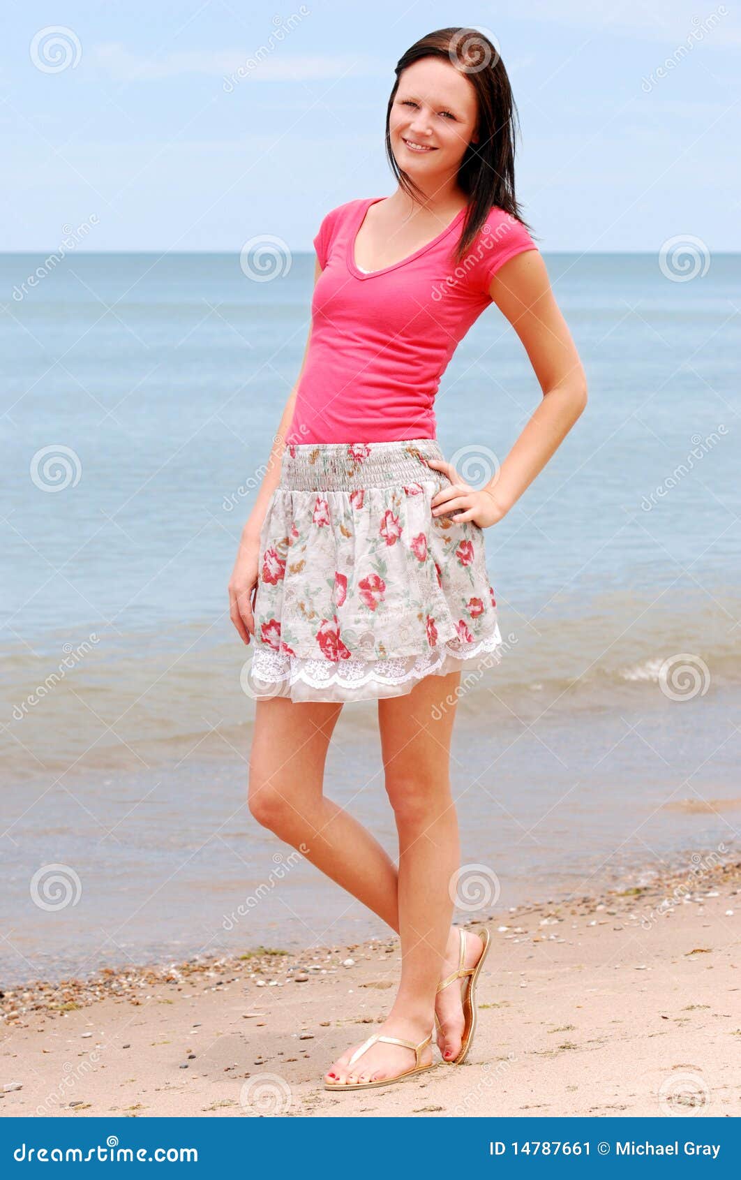 Smiling woman on the beach stock image. Image of lady - 14787661