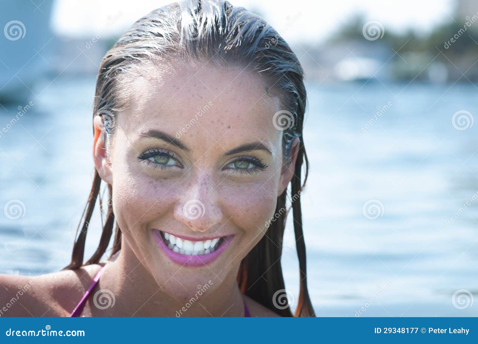 Smiling woman at the beach stock image. Image of lifestyle - 29348177