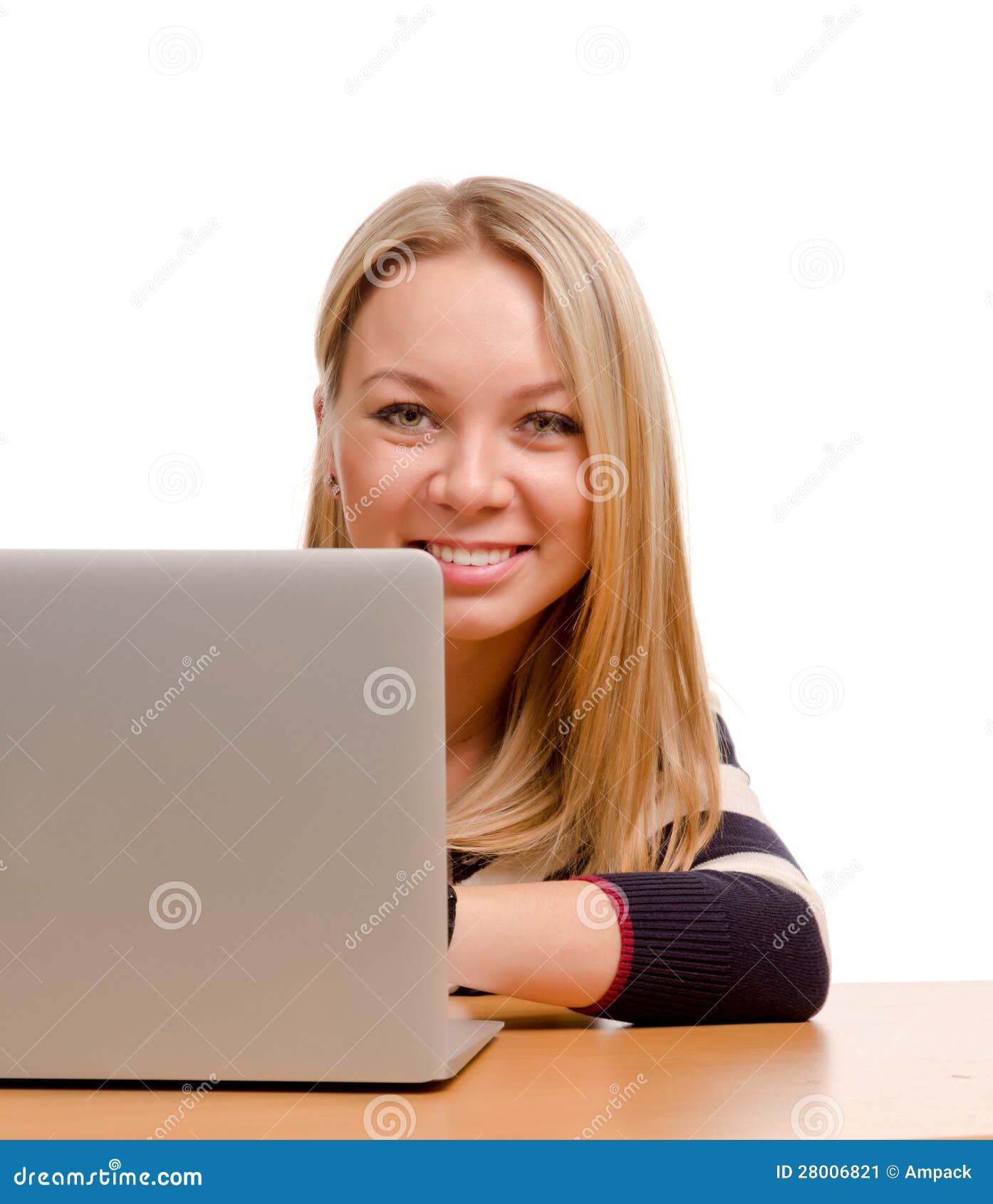 Smiling Woman Behind a Laptop Stock Image - Image of model, human: 28006821