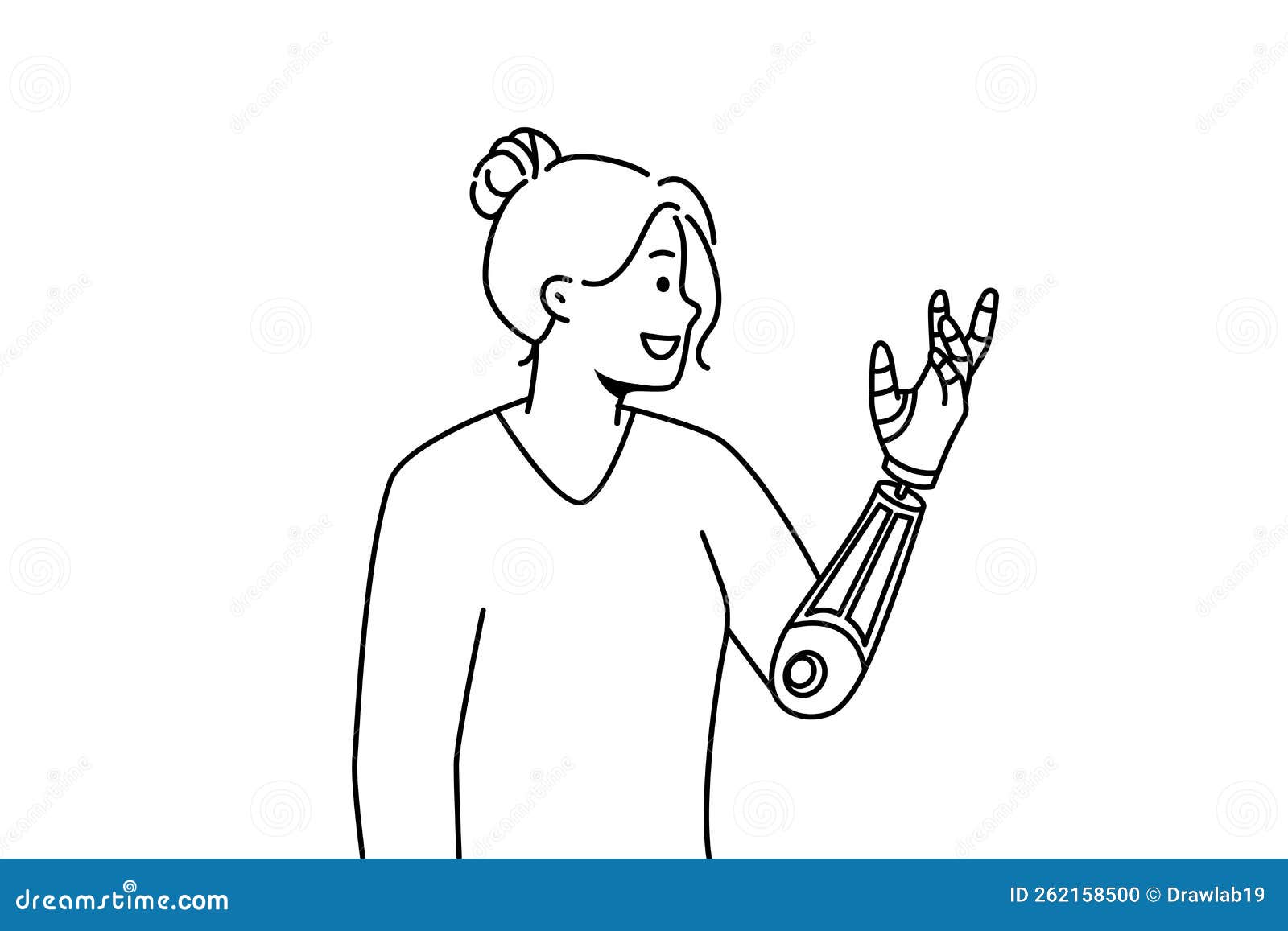 Smiling Woman with Bionic Arm Stock Vector - Illustration of healthcare ...