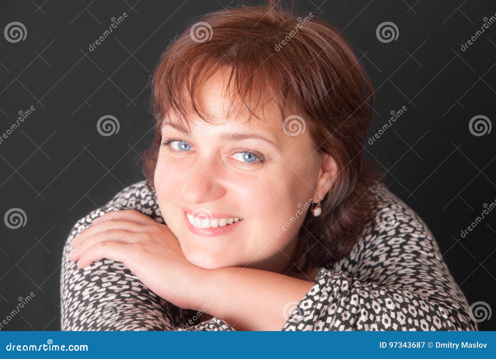 Smiling Woman with Blue Eyes Stock Image - Image of model, woman: 97343687