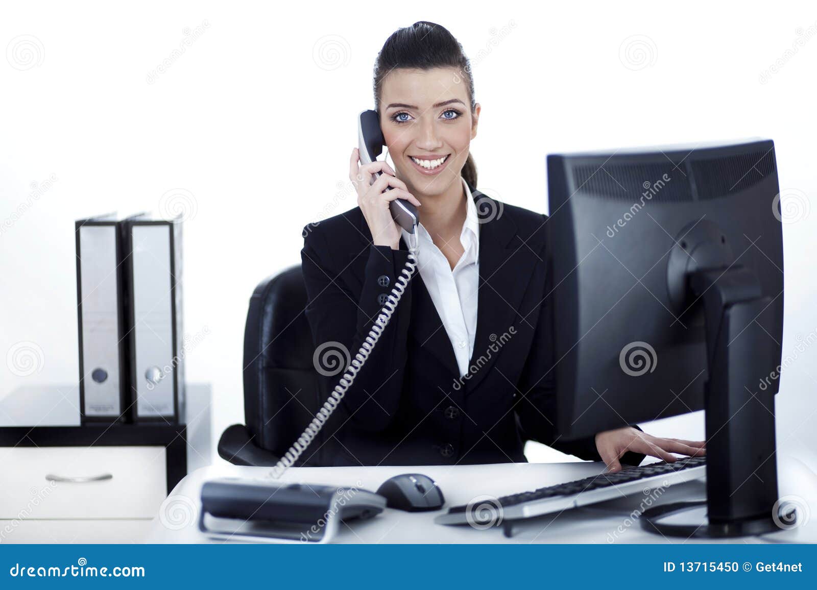 Smiling Woman Busy Over Phone Stock Photo - Image of isolated ...