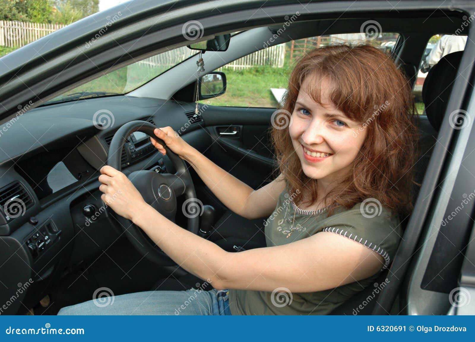 Smiling woman in car stock image. Image of beautiful, single - 6320691