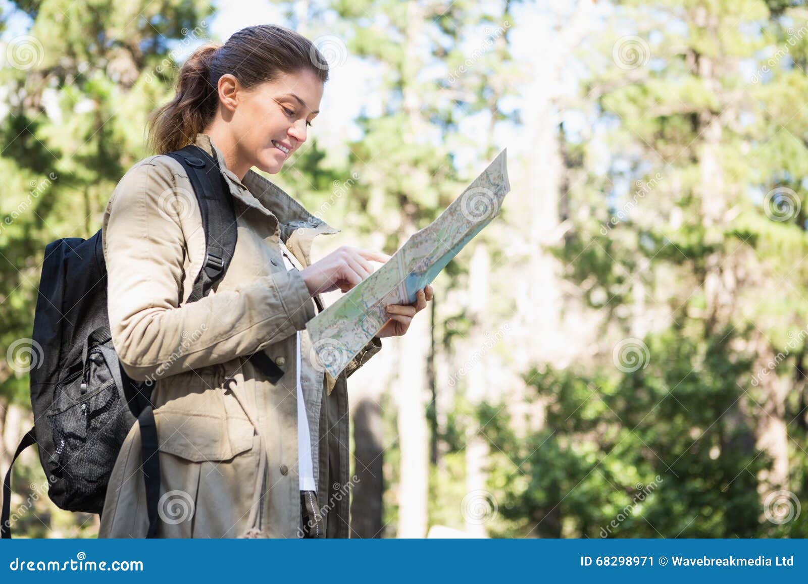 Smiling Woman Checking the Map Stock Image - Image of beauty, nature ...