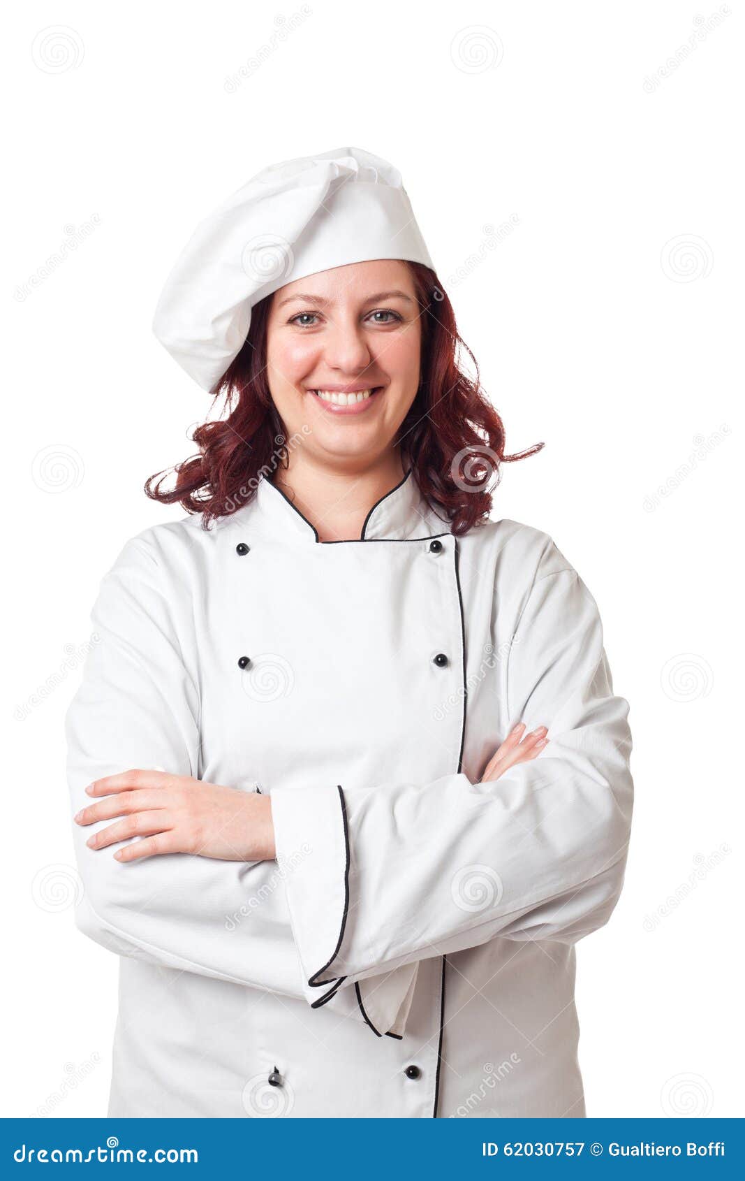 Smiling woman chef stock image. Image of isolated, worker - 62030757