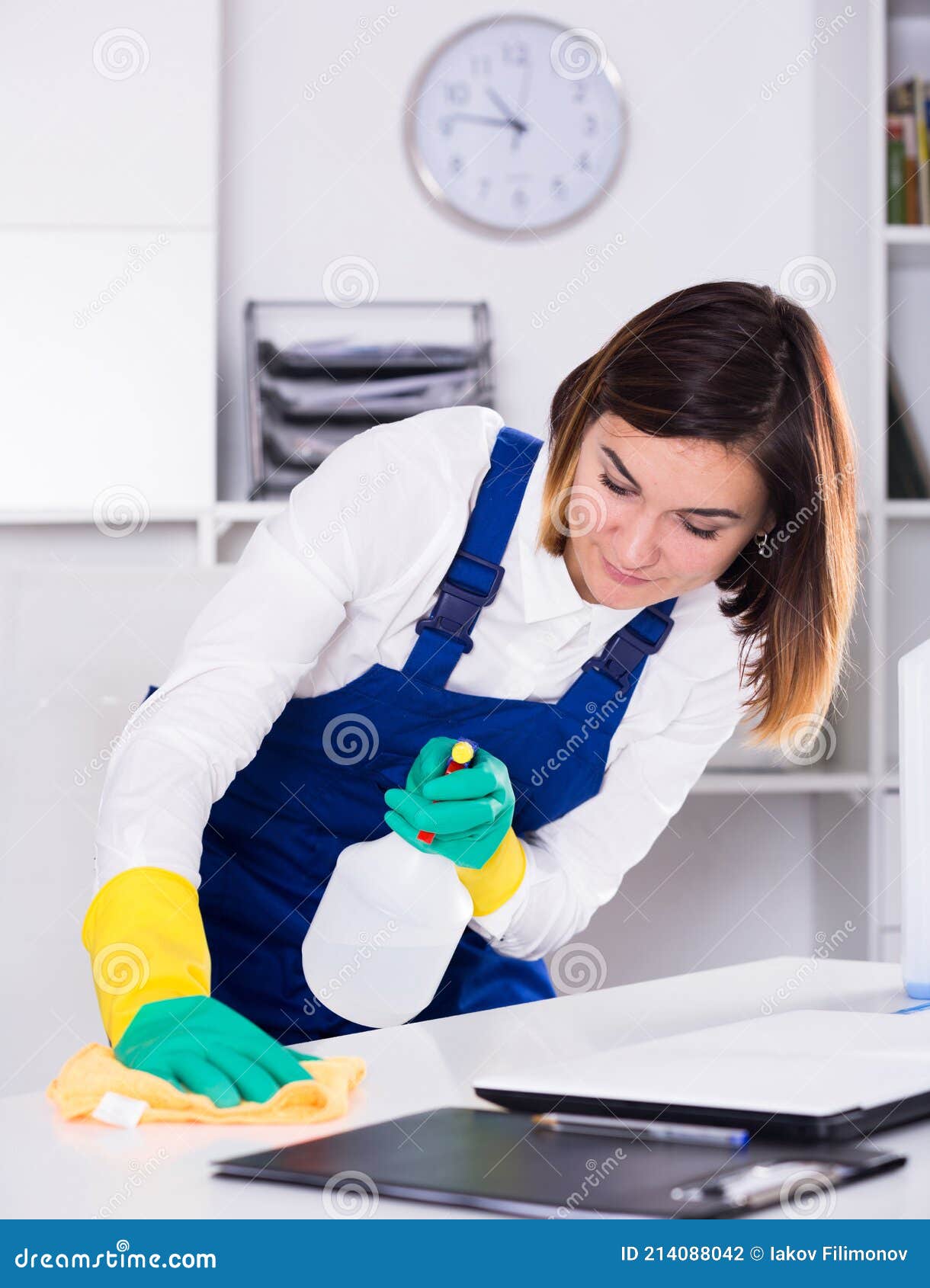 Female cleaner at work stock photo. Image of cleaner - 214088042