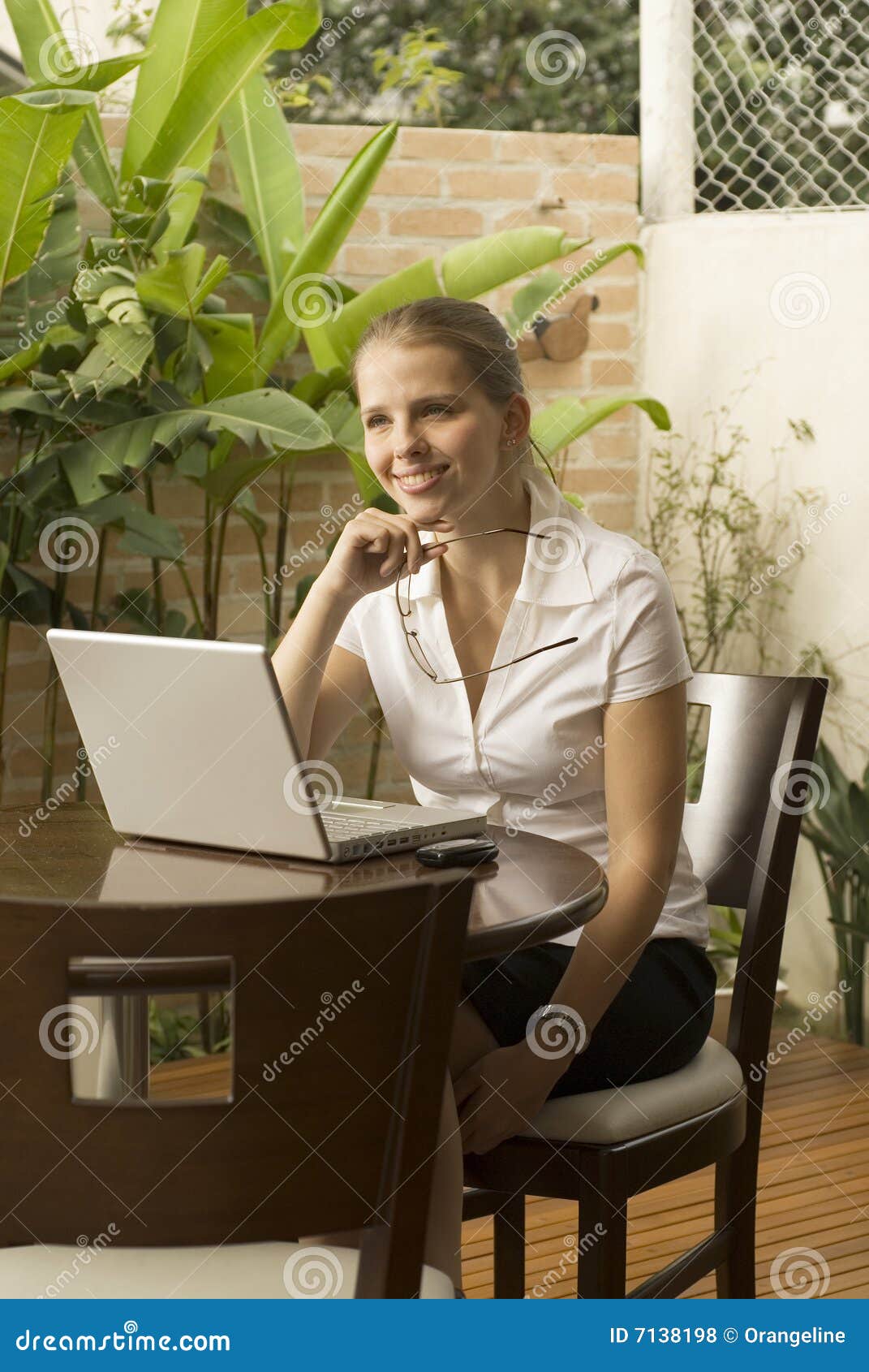 Smiling Woman at Computer stock photo. Image of female - 7138198