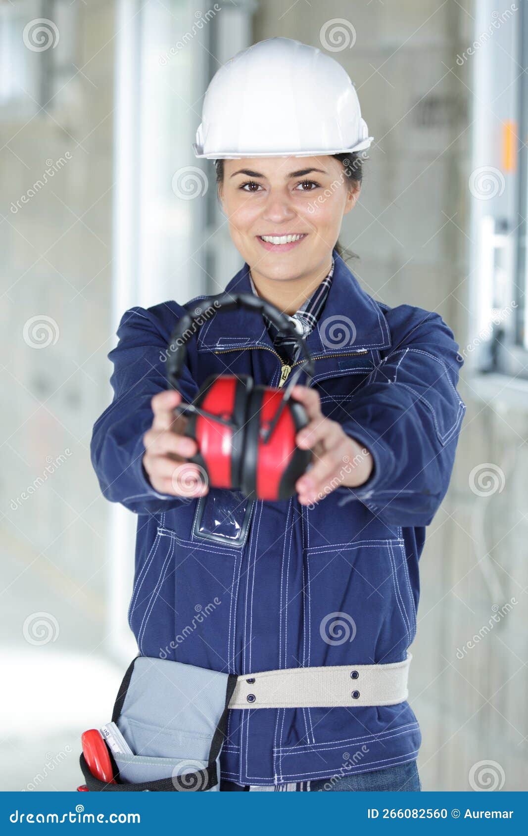 Smiling Woman Construction Worker Builder Portrait Stock Photo - Image ...