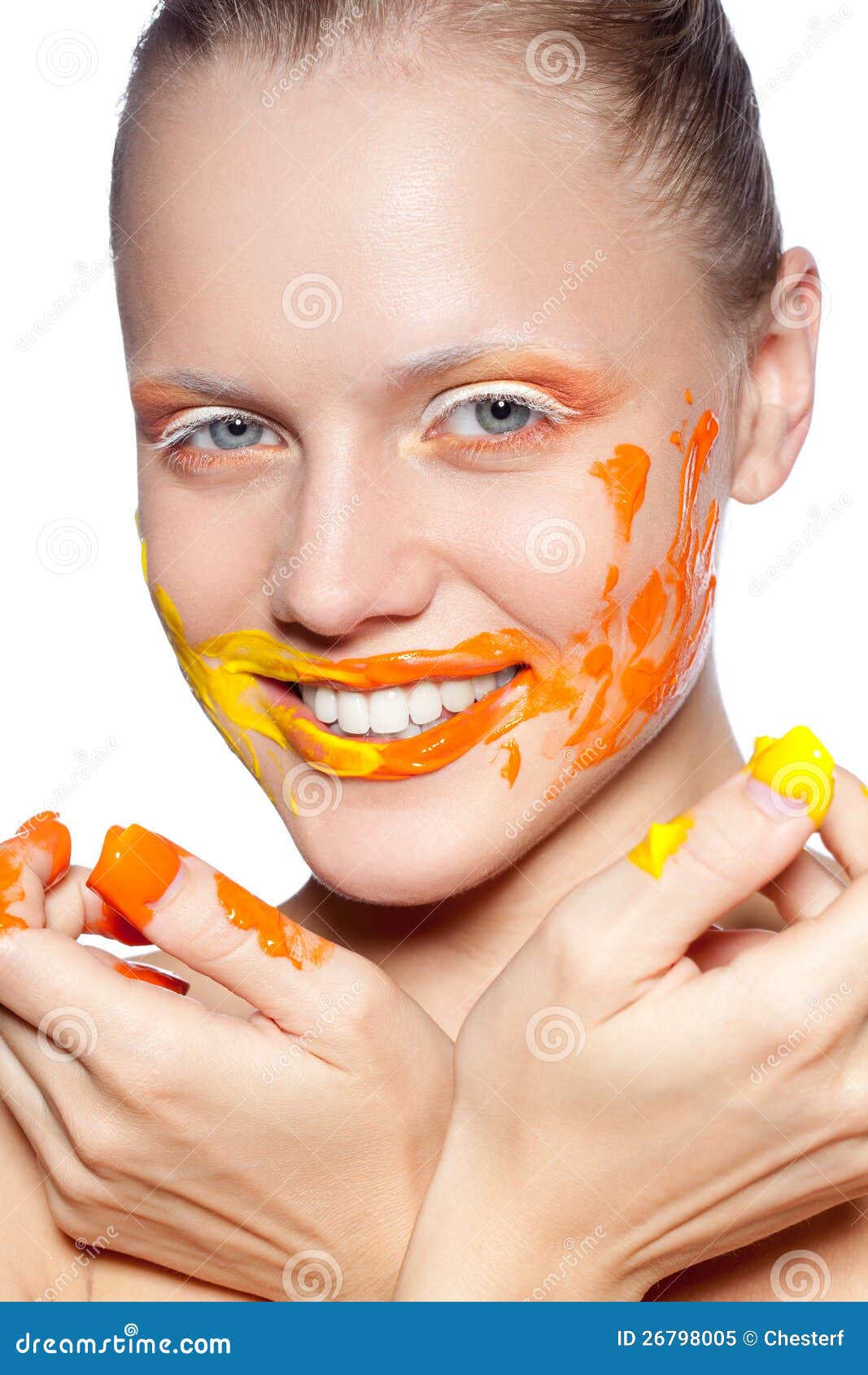Smiling Woman with Creative Makeup Stock Image - Image of face, closeup ...