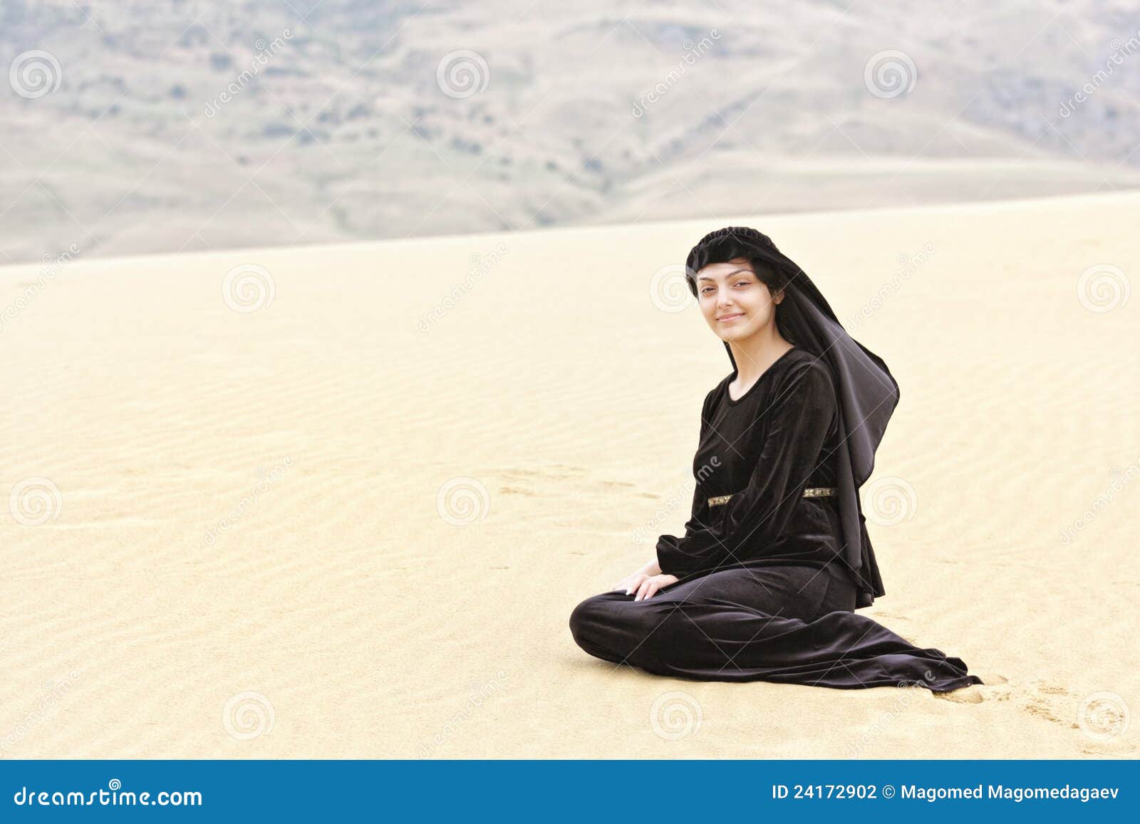 Smiling woman in desert stock photo. Image of female - 24172902