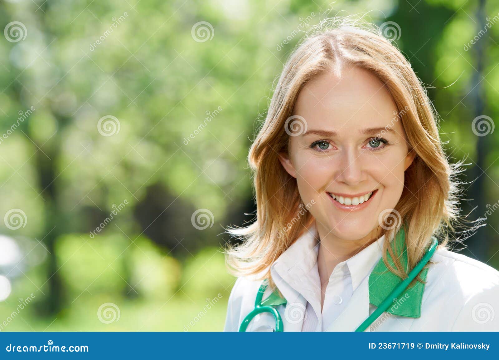 Smiling Woman Doctor Outdoors Stock Image - Image of attractive ...