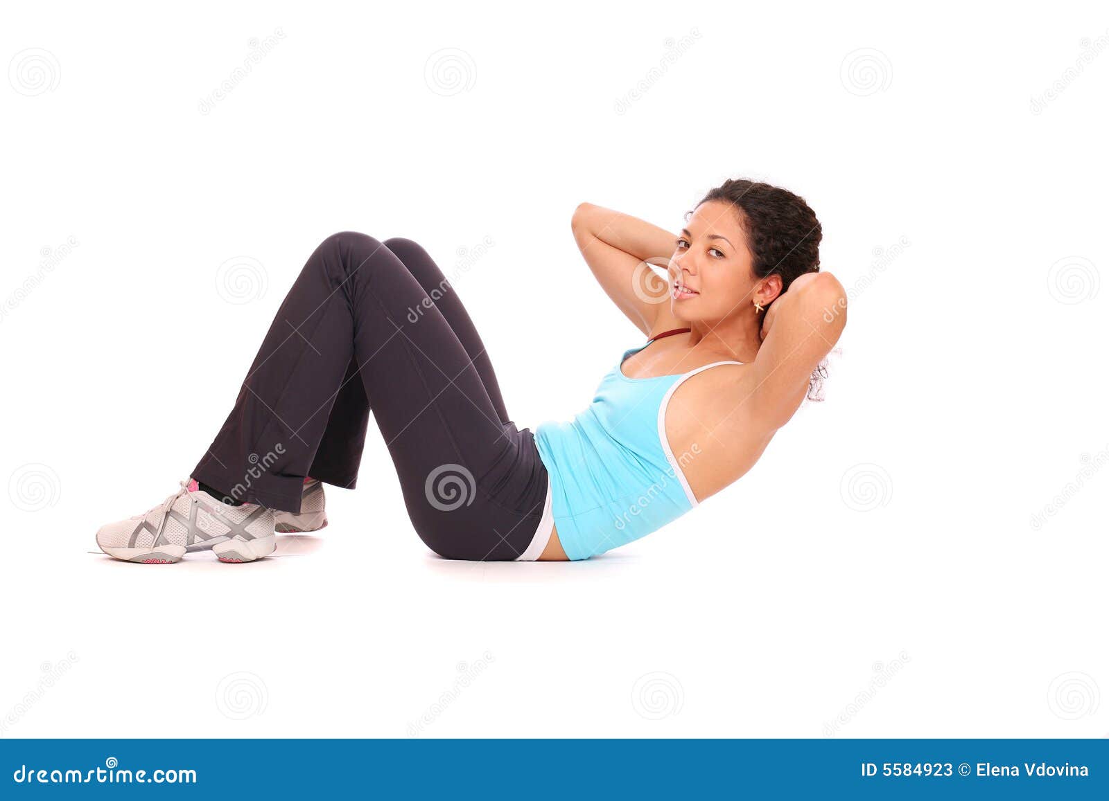 Smiling Woman Doing Exercise Stock Image - Image of beautiful, happy ...