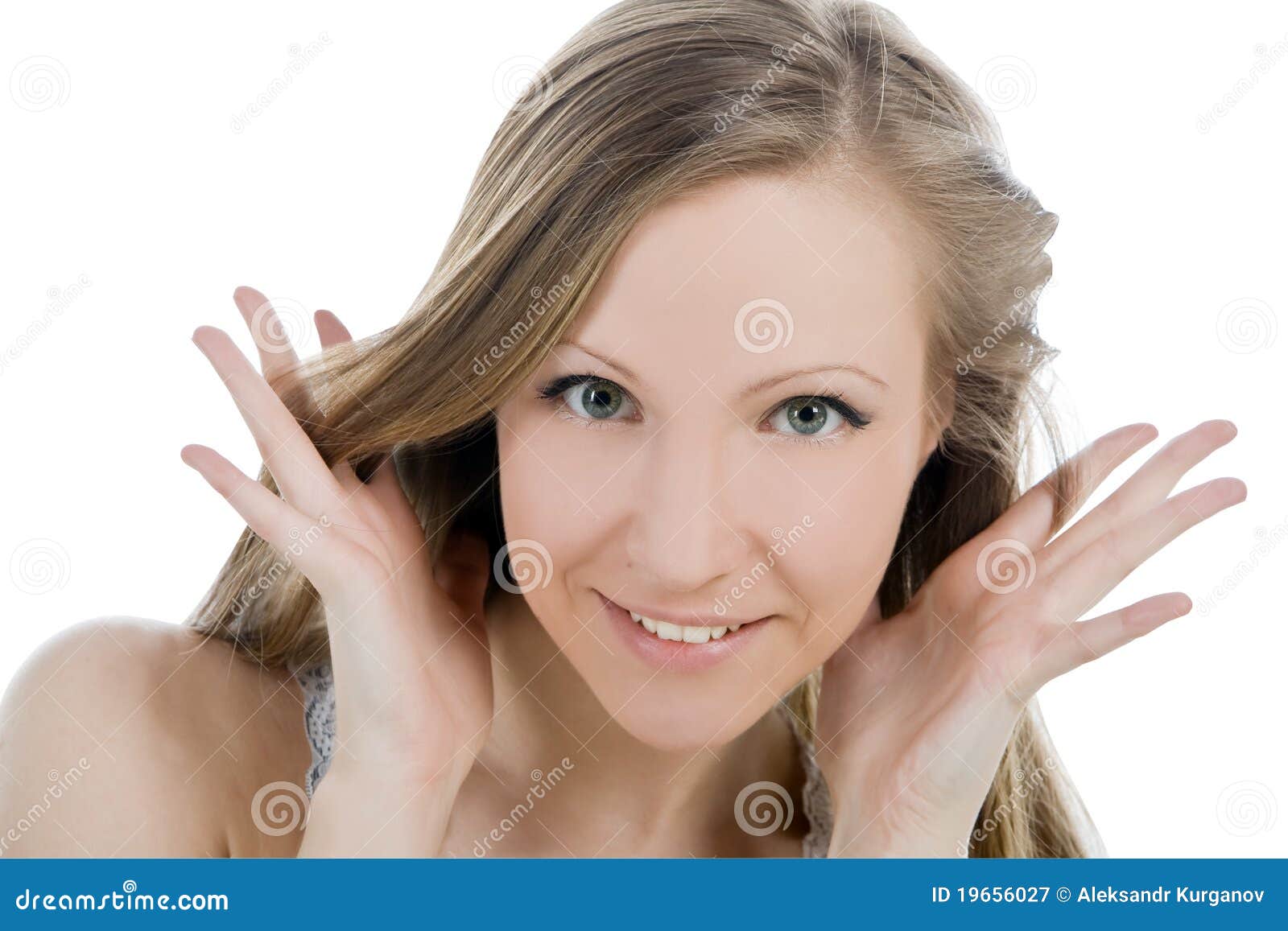 Smiling Woman Face with Hand Her Hear Stock Image - Image of close ... Smiling Woman Face with Hand Her Hear Stock Image - Image of close ...