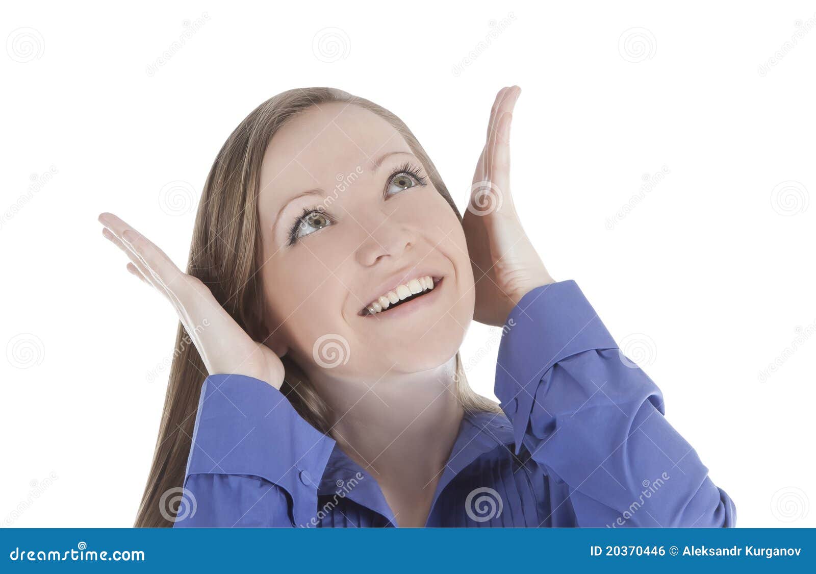 Smiling Woman Face with Hand Her Hear Stock Photo - Image of hand ...