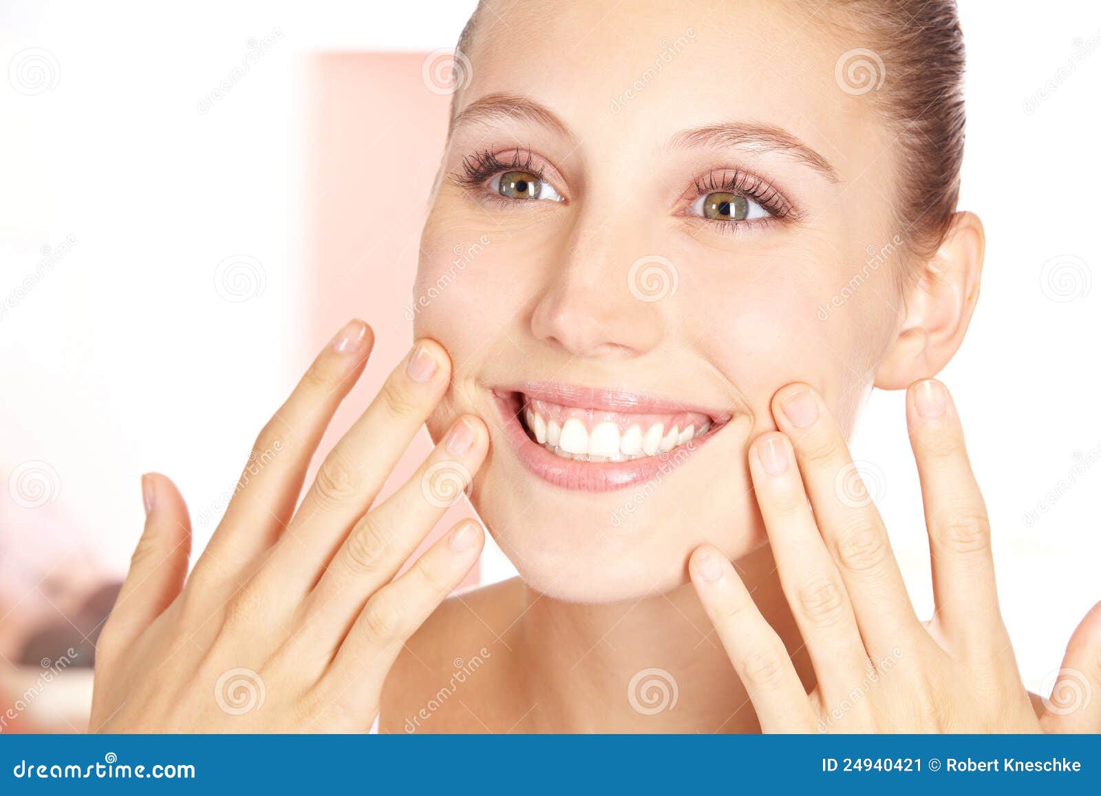 Smiling Woman Feeling Pure Skin Stock Image - Image of face, feminine ...