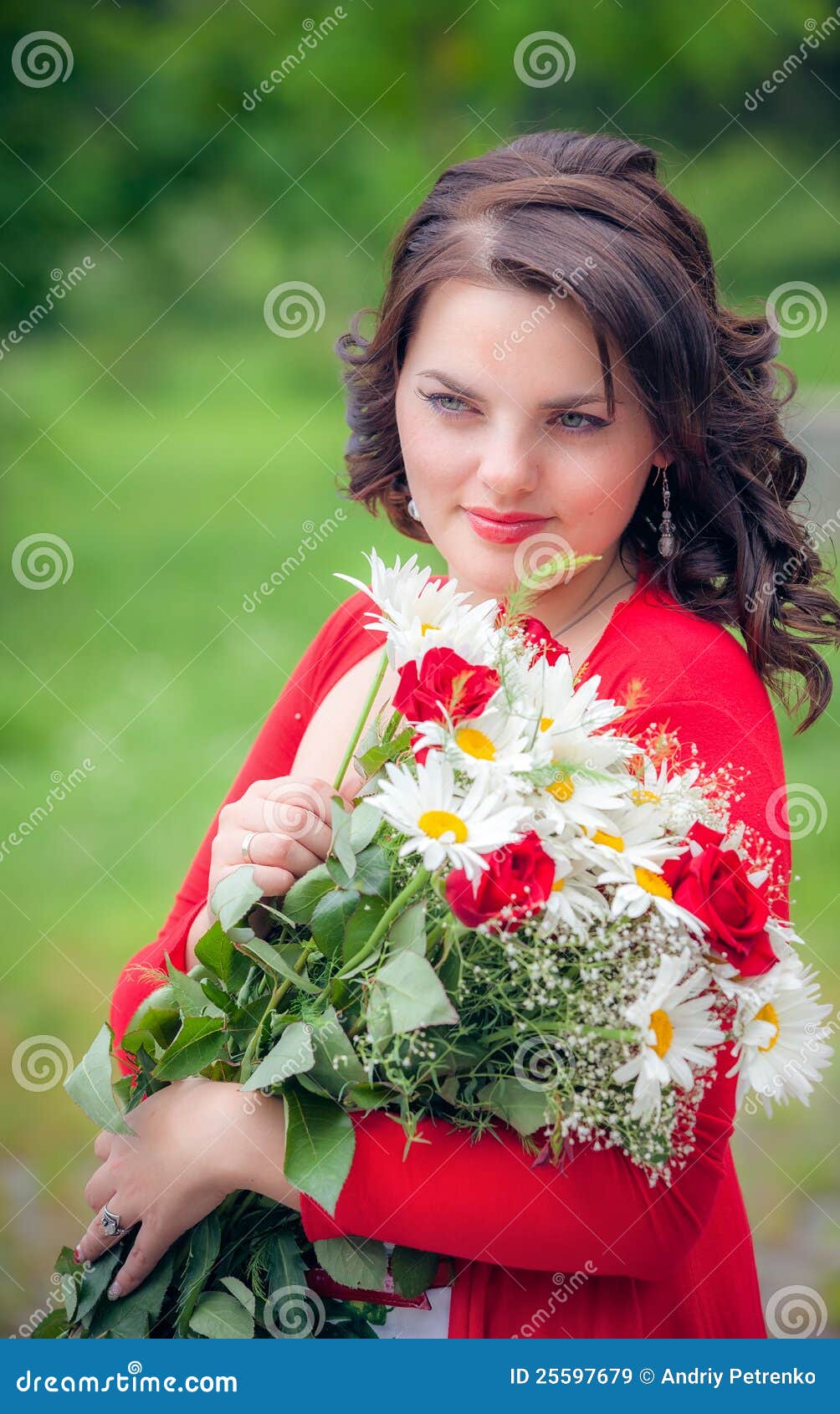 Smiling woman with flower stock image. Image of people - 25597679
