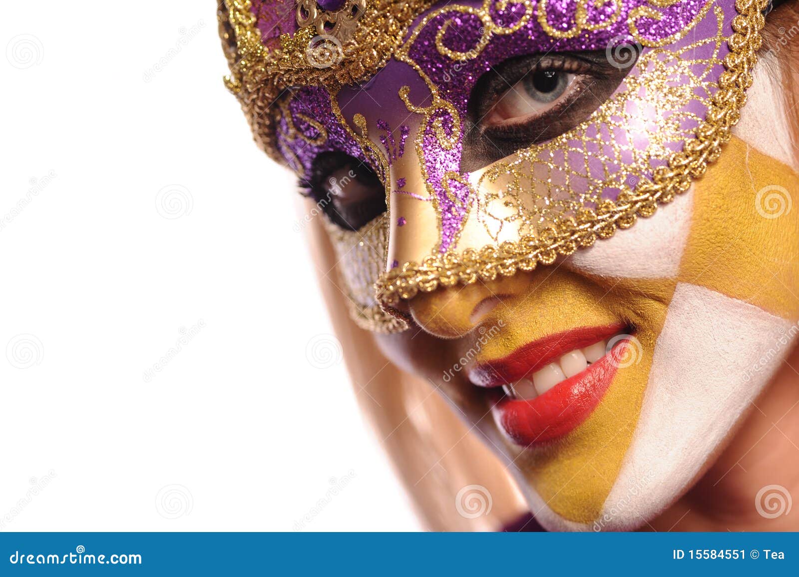 Smiling Woman in the Half Mask Stock Image - Image of beautiful ...