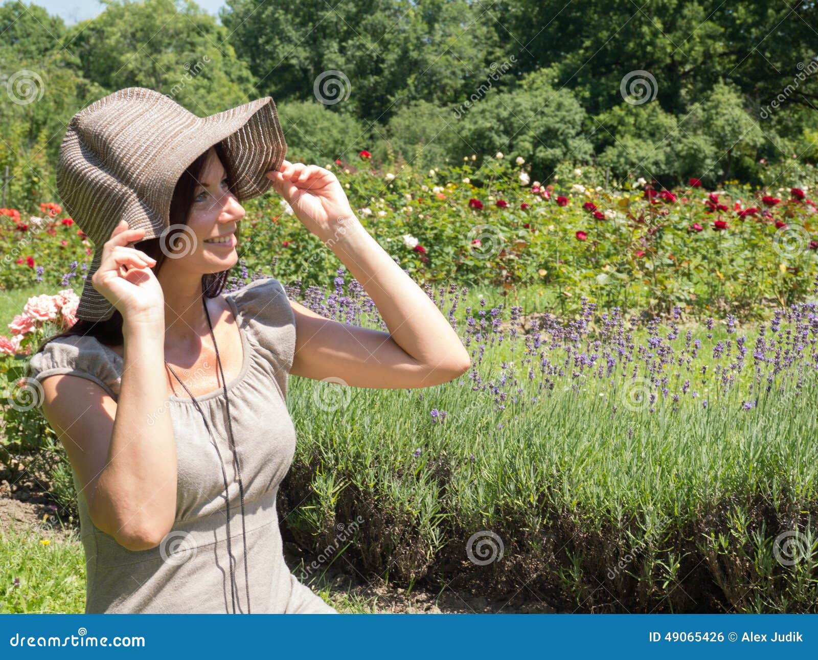 Smiling woman in hat stock photo. Image of laughing, female - 49065426