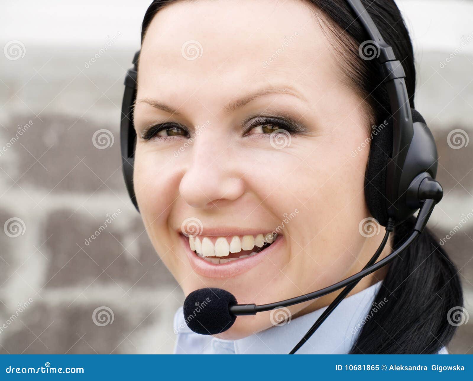 Smiling Woman with Headphone Stock Image - Image of friendly, beautiful ...